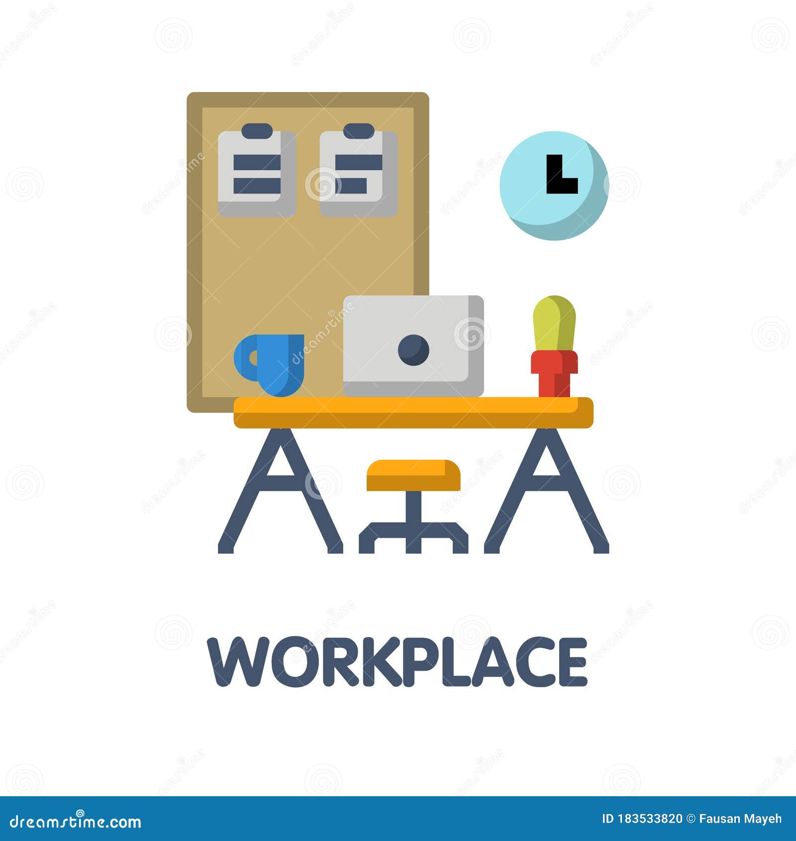 Workplace Flat Icon Style Design Illustration on White Background Stock ...
