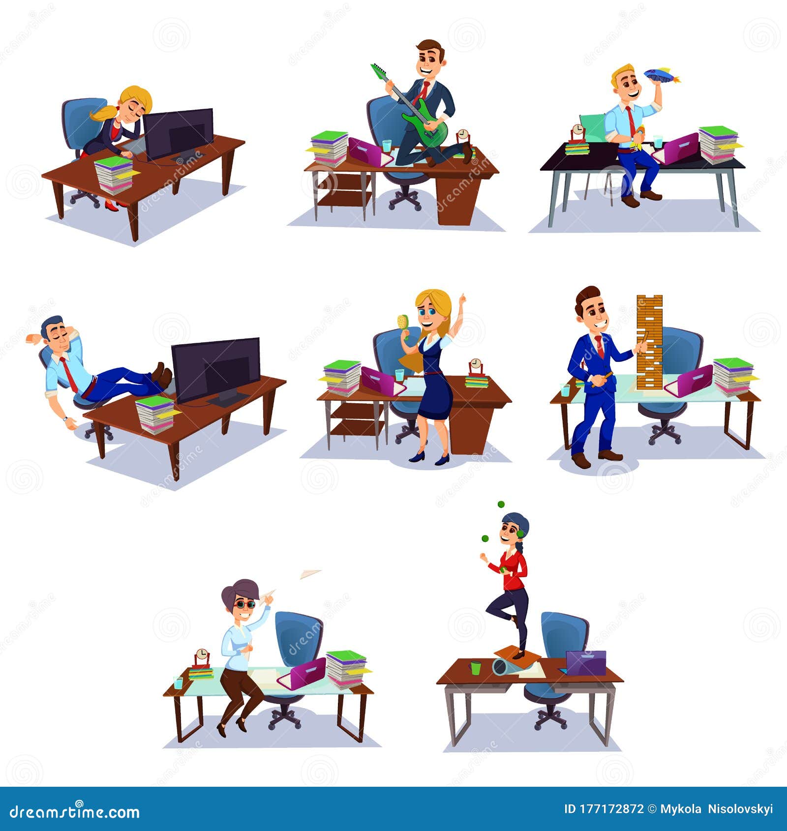 Work Break, Cartoon Young Happy Business Worker Woman Character Sitting ...