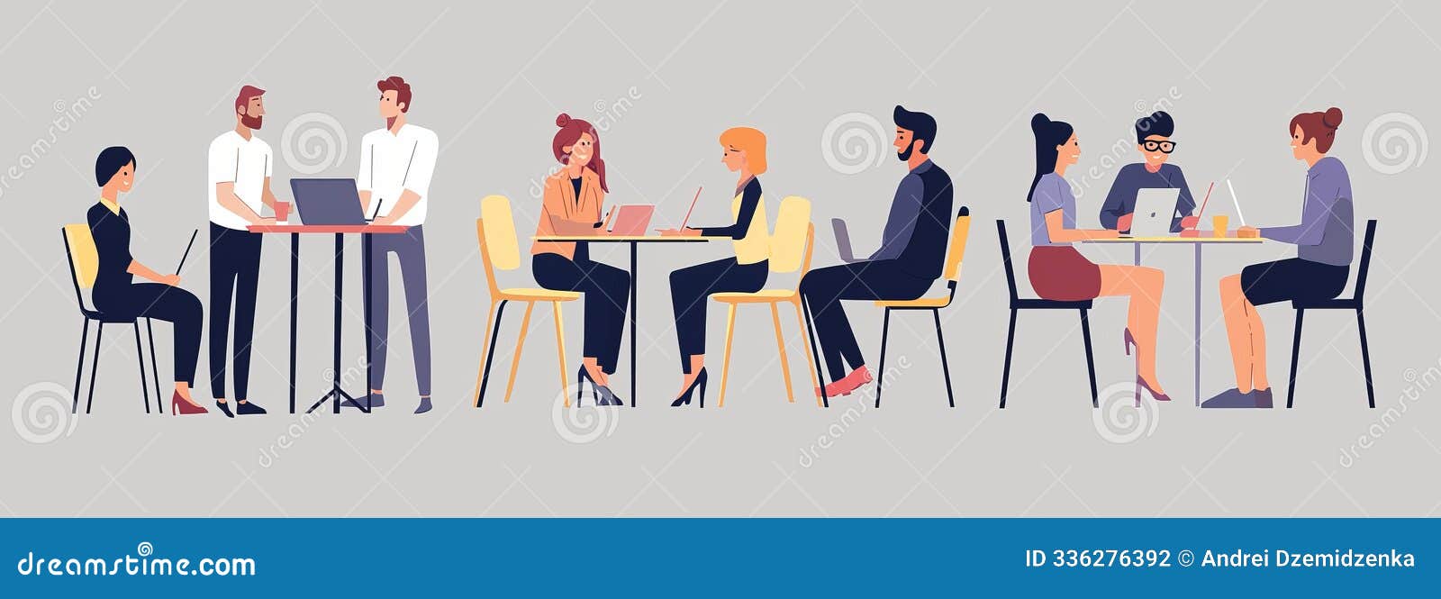 Workplace with Group Workers or Client Conversation. Cartoon Concept ...