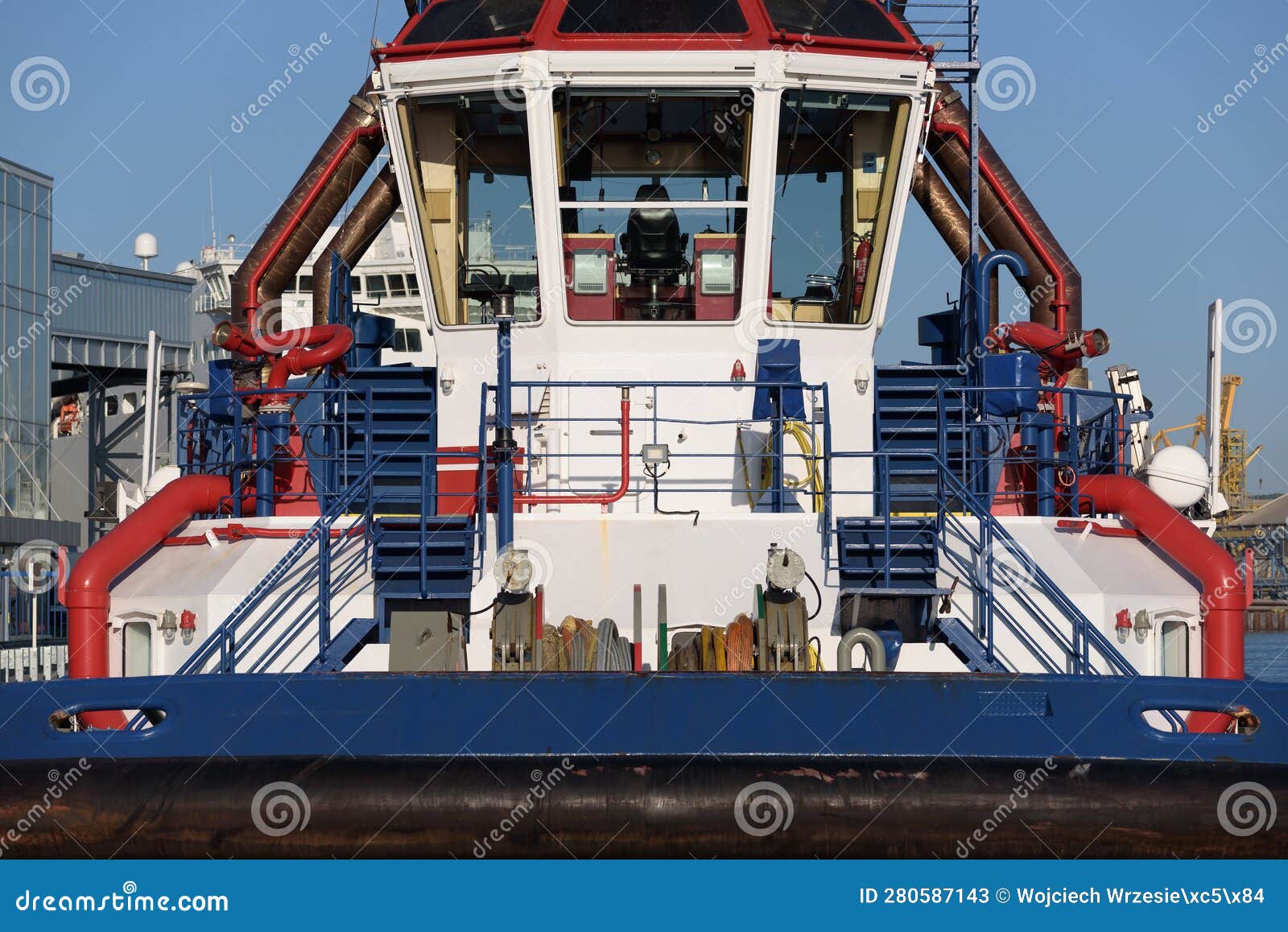 TUGBOAT stock image. Image of helmsman, seascape, service - 280587143