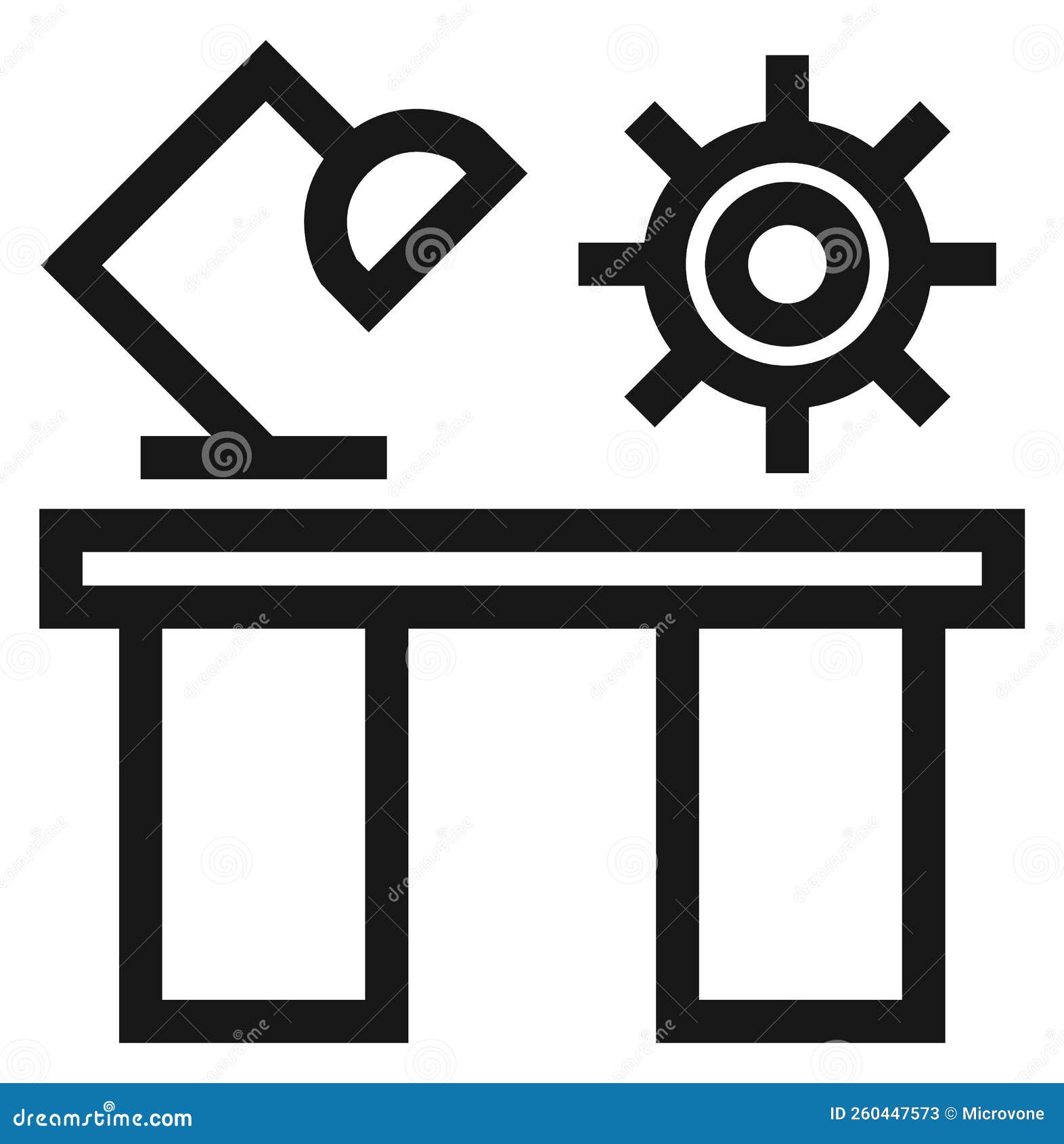 Workplace Icon. Black Line Work Desk Symbol Stock Vector - Illustration ...