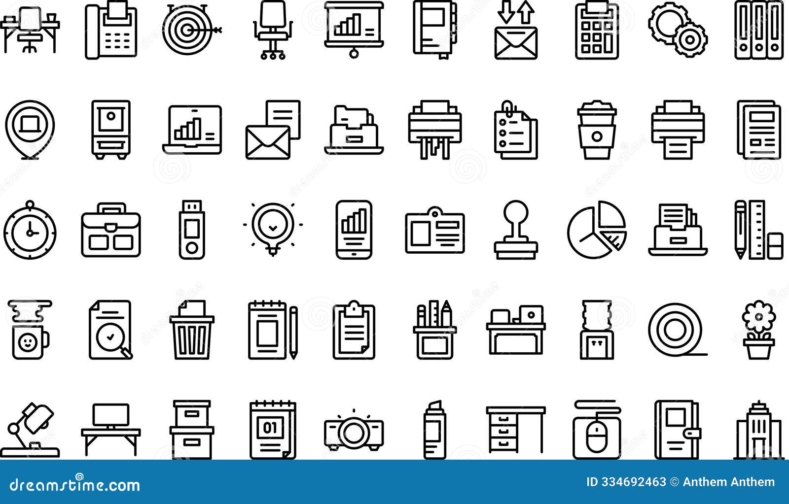 Workplace Icons Collection is a Vector Illustration with Editable ...