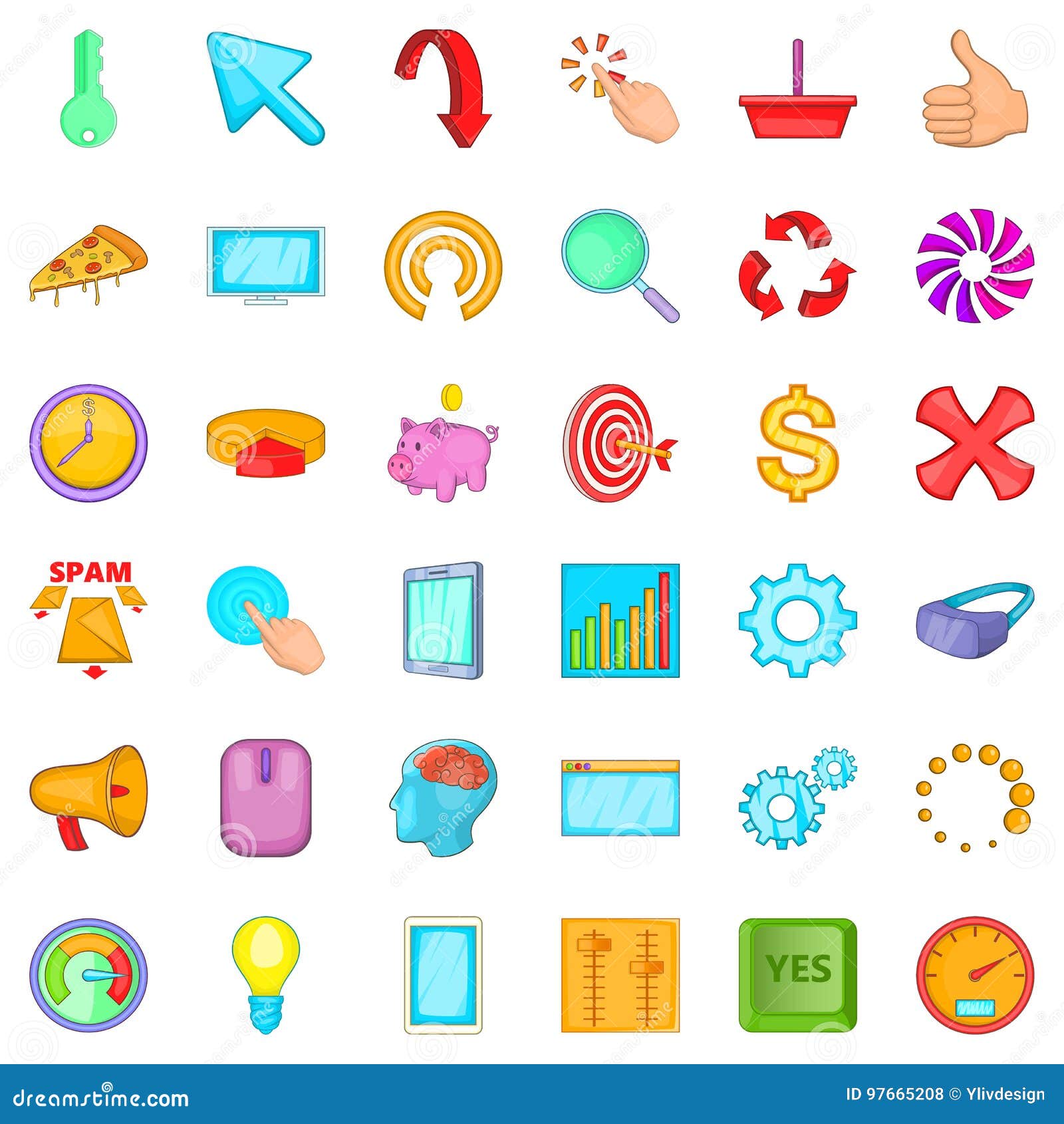 Workplace Icons Set, Cartoon Style Stock Vector - Illustration of ...