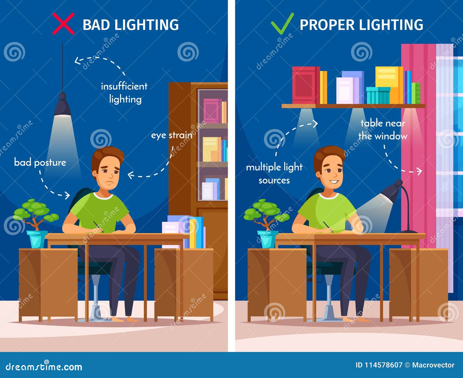 Workplace Illumination Cartoon Composition Stock Vector - Illustration ...