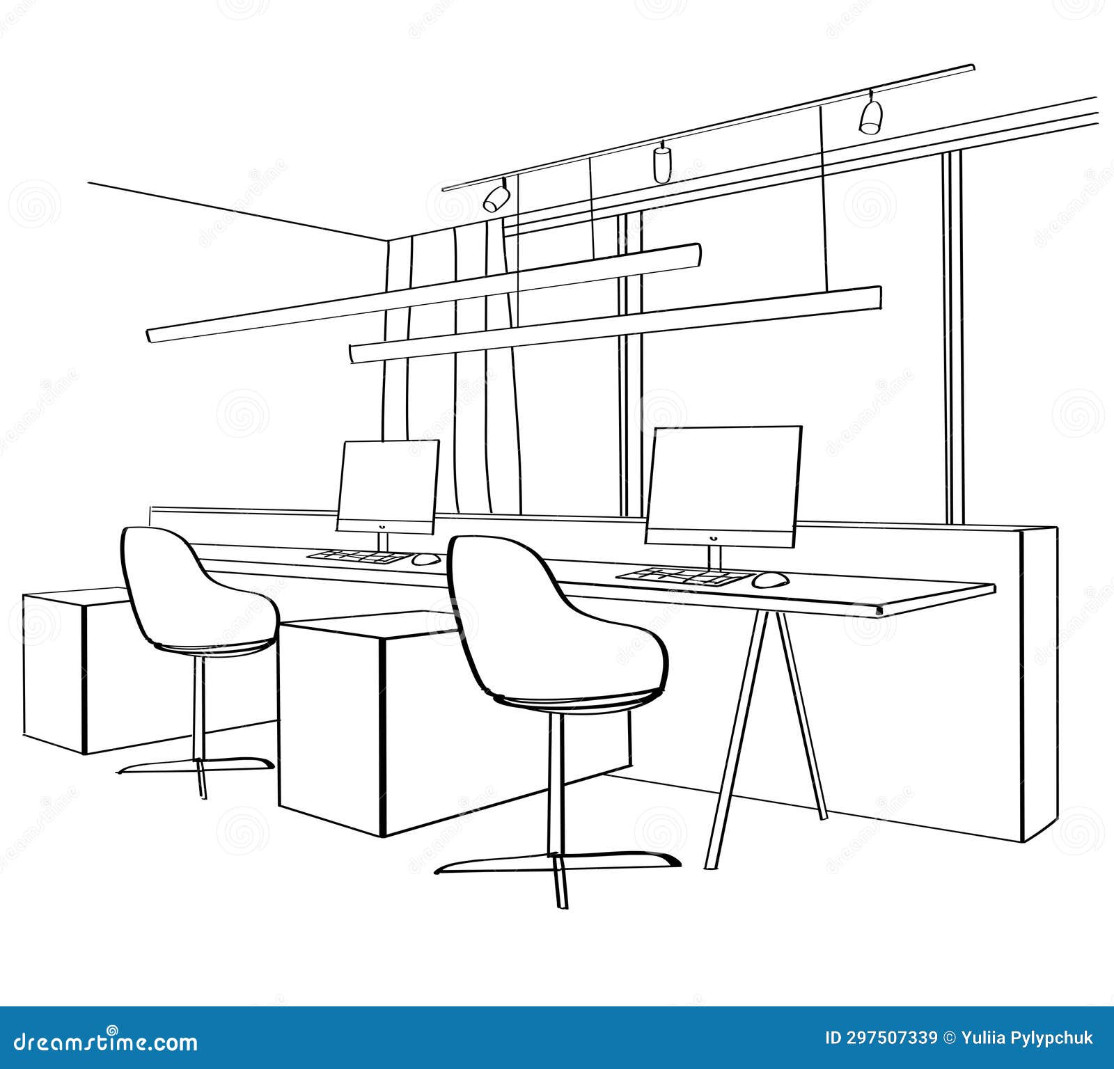 The Workplace Illustration. Office Interior Stock Vector - Illustration ...