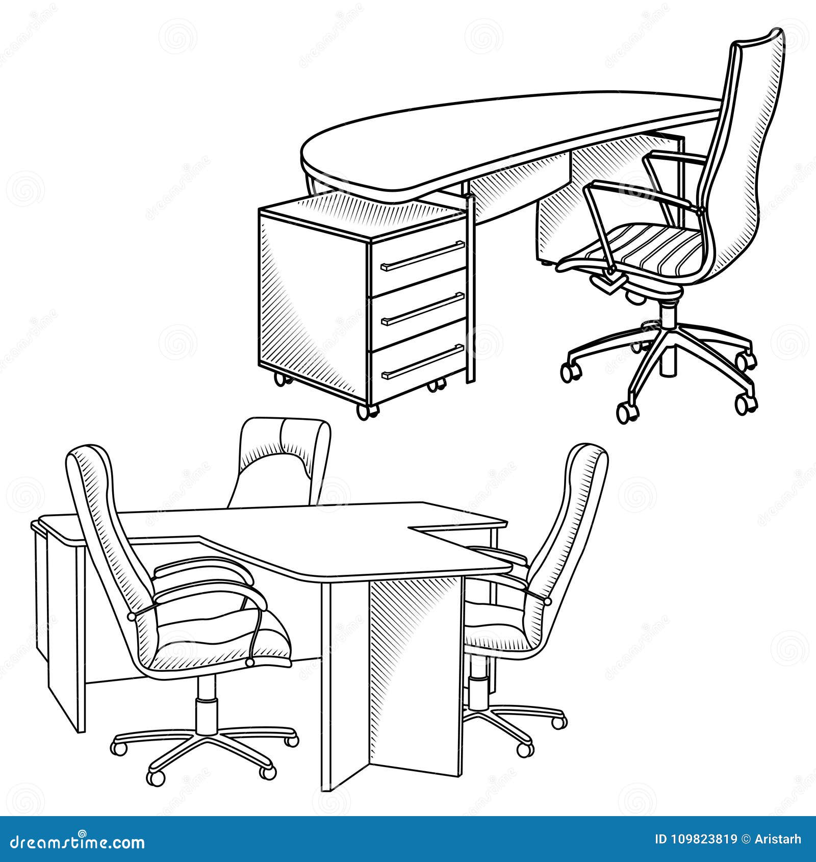 Workplace interior sketch stock vector. Illustration of designer ...