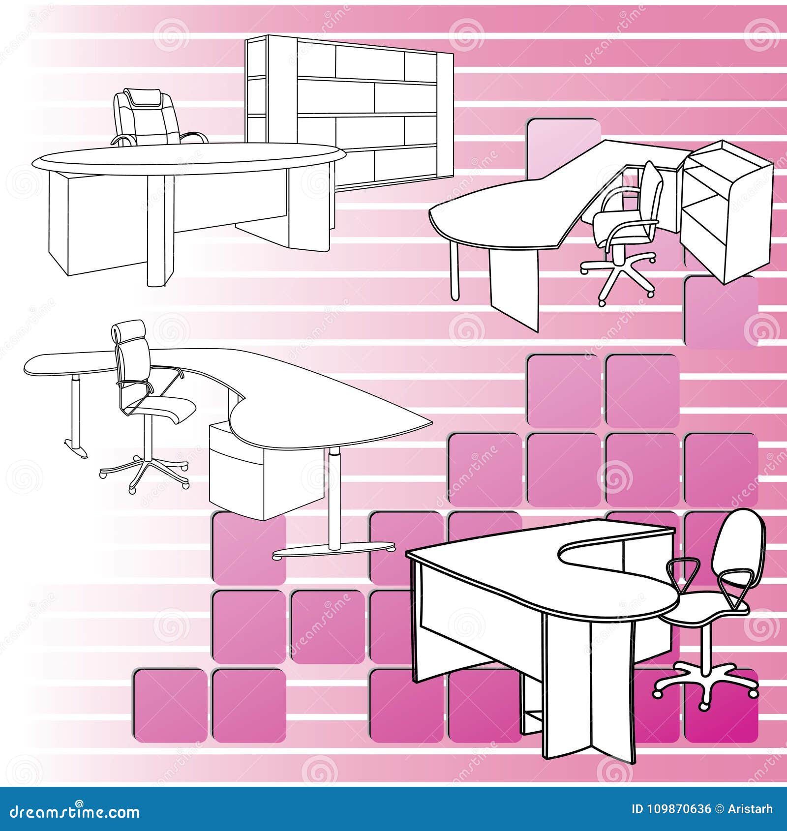 Workplace interior sketch. stock vector. Illustration of computer ...
