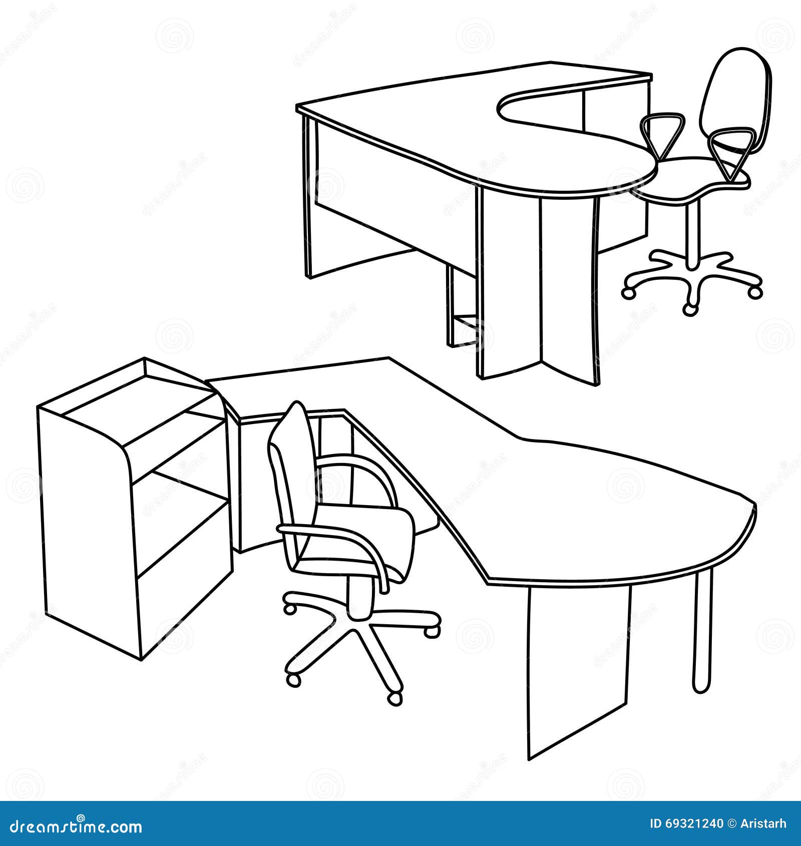 Workplace interior sketch stock illustration. Illustration of armchair ...