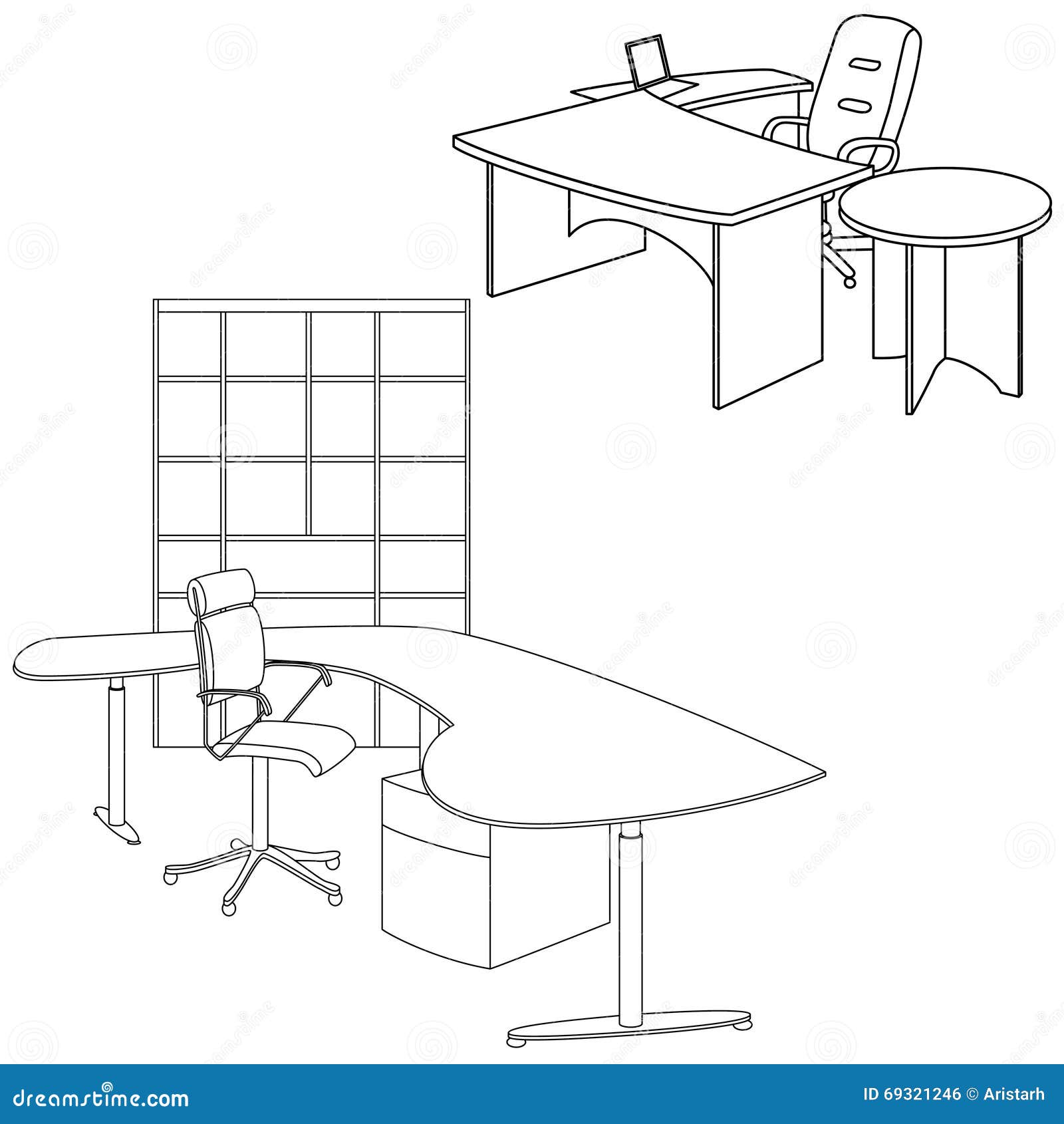 Workplace interior sketch stock illustration. Illustration of doodle ...