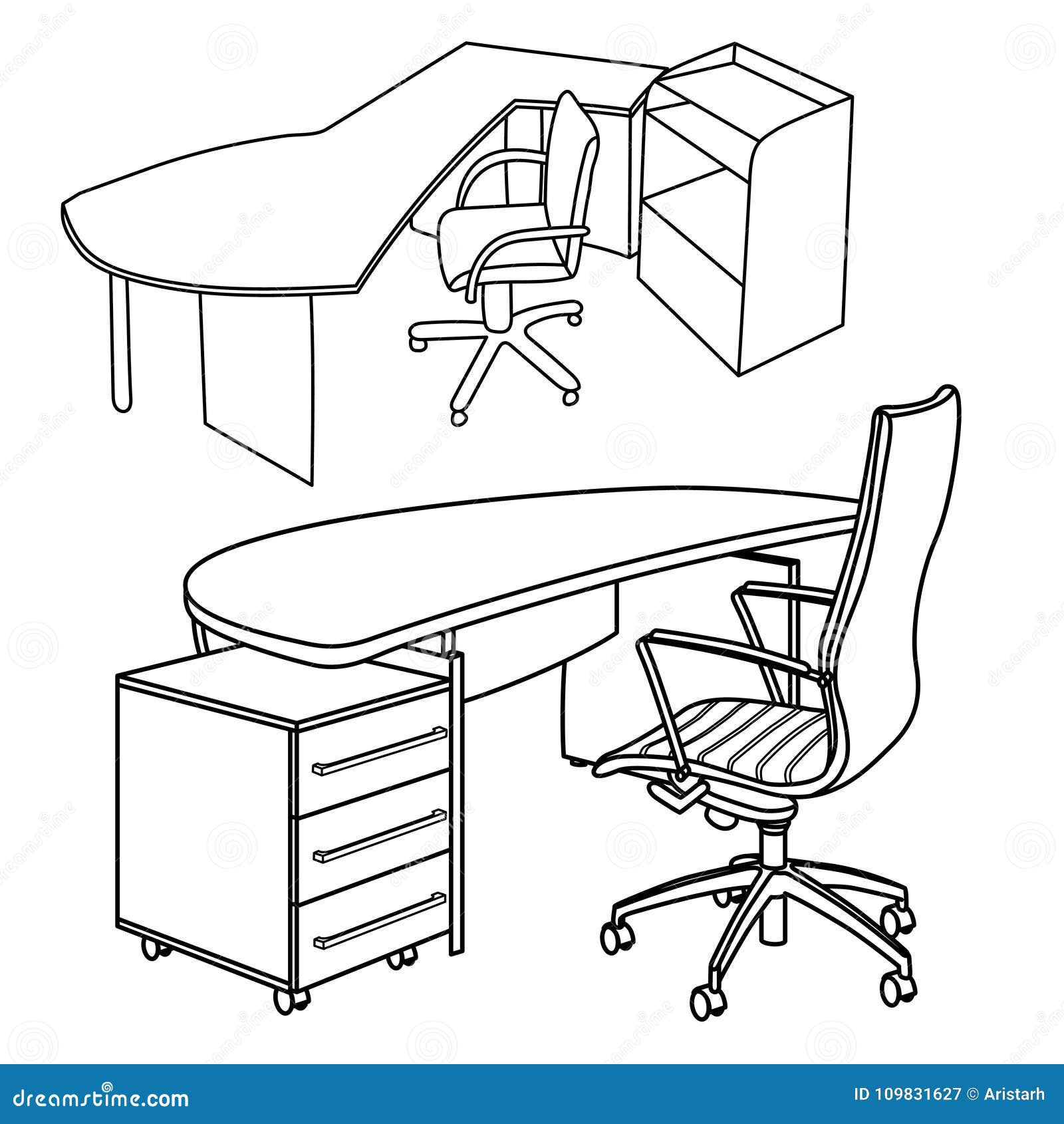 Workplace interior sketch stock vector. Illustration of office - 109831627