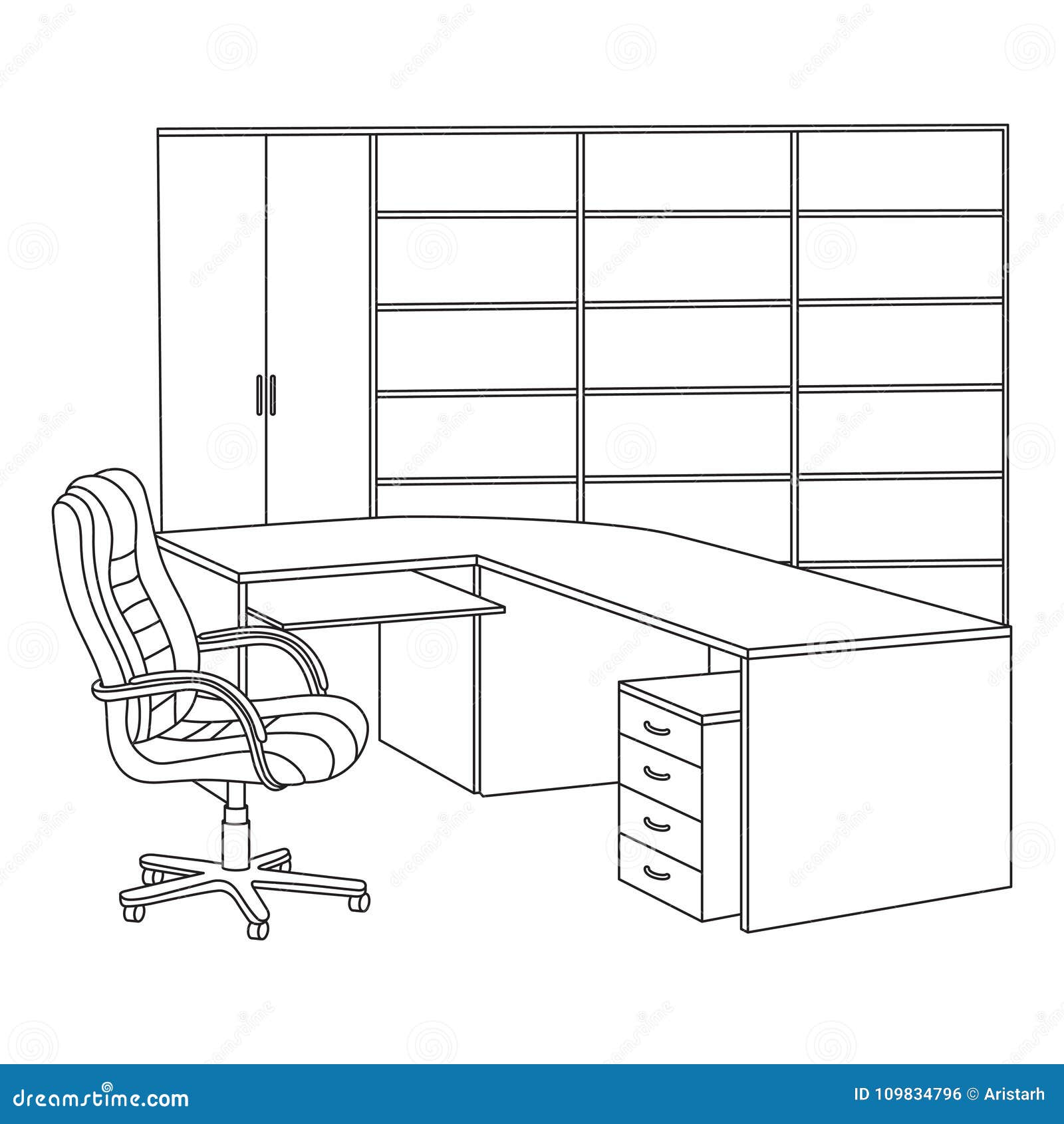 Workplace interior sketch stock vector. Illustration of background ...
