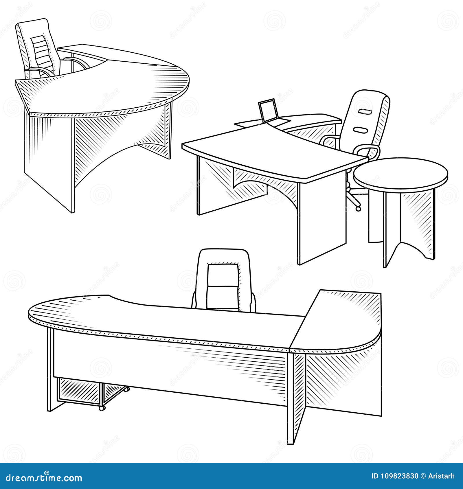 Workplace interior sketch stock vector. Illustration of modern - 109823830