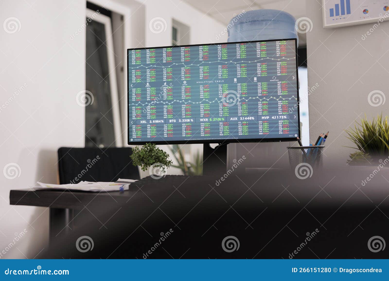 Workplace with the Investment Application Display Stock Photo - Image ...