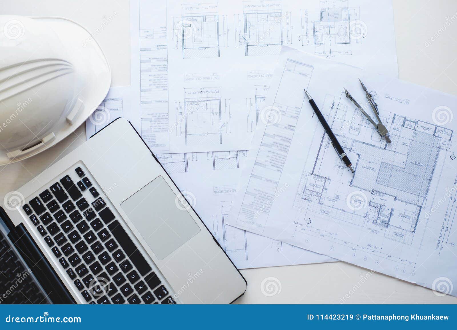 Workplace Items Tools For Project, Architect Or Engineer Working On ...