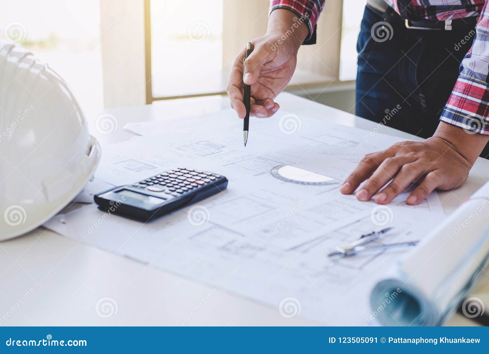 Workplace Items Tools for Project, Architect or Engineer Working Stock ...