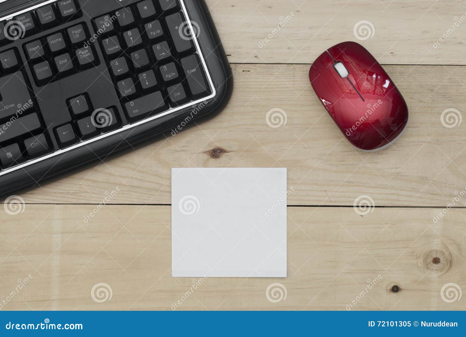Workplace, Keyboard Mouse and Notepaper on Wood Table Stock Image ...