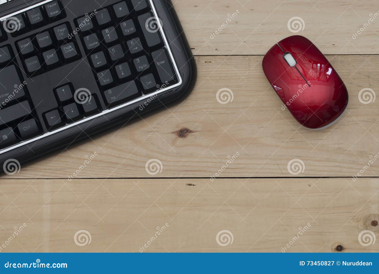 Workplace, Keyboard Mouse and on Wood Table Stock Image - Image of ...