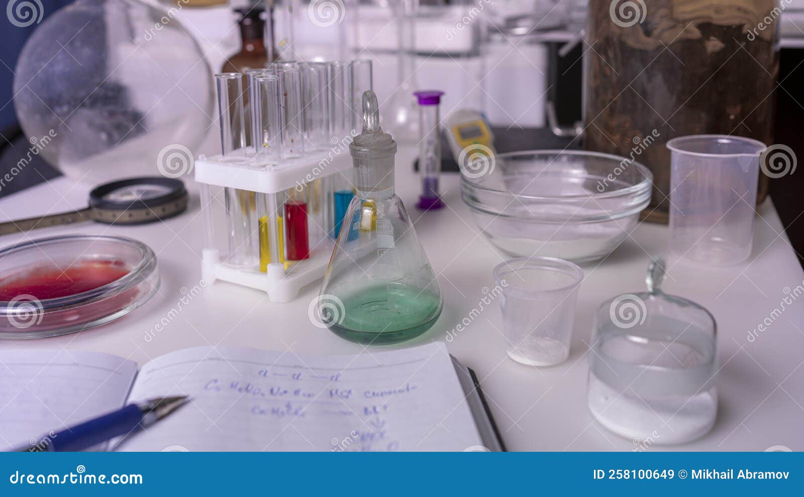 Workplace of a Laboratory Assistant Working with Analyzes of Food ...