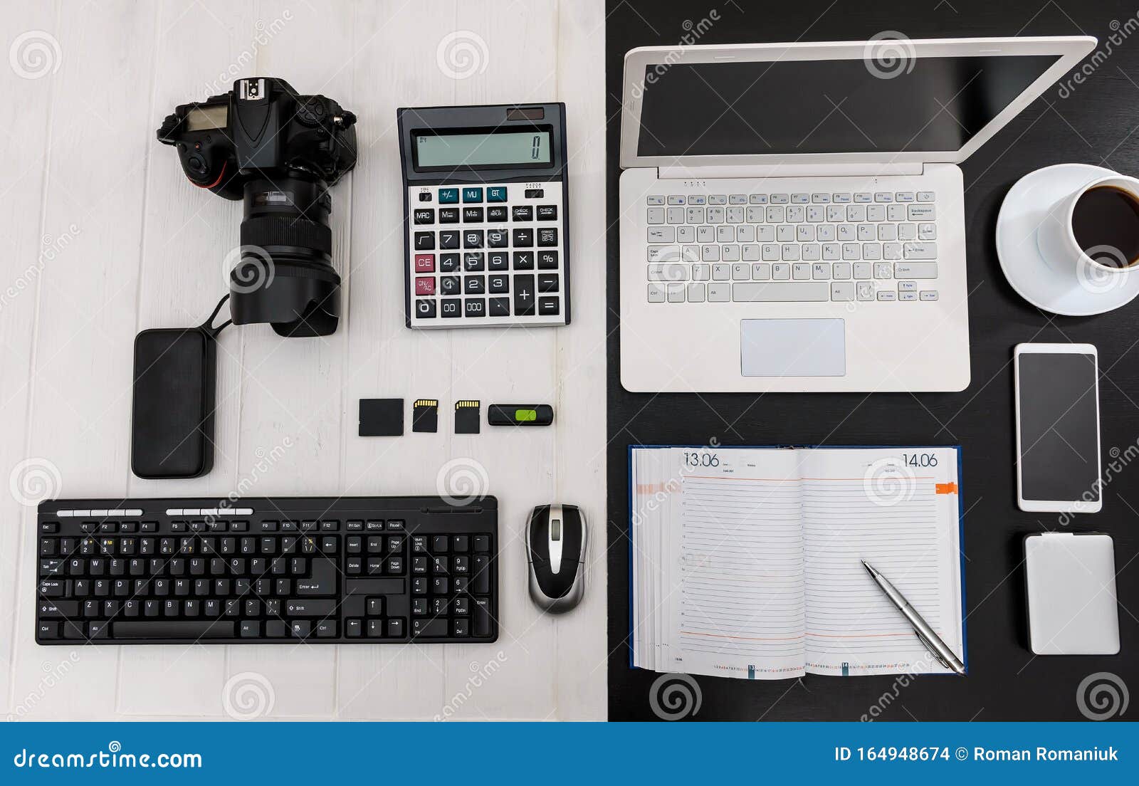 Workplace with Laptop and Digital Camera Top View Stock Photo - Image ...