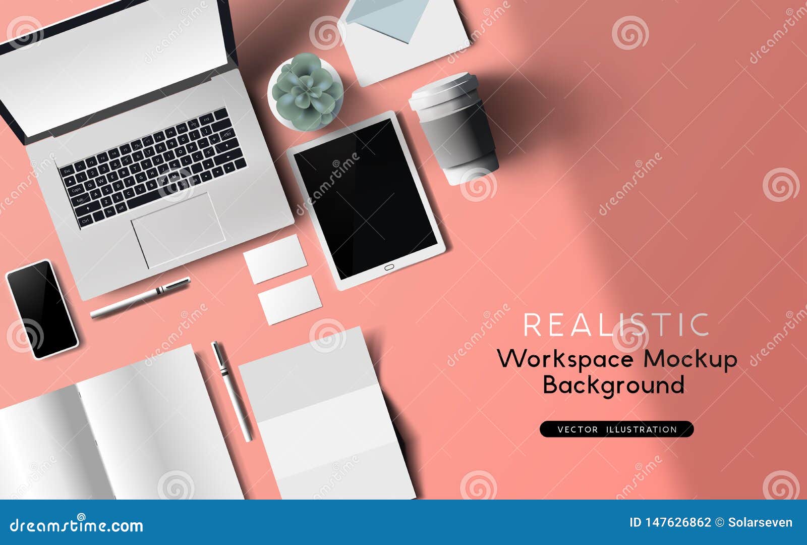 Workplace Layout Top View Mockup Stock Vector - Illustration of space ...