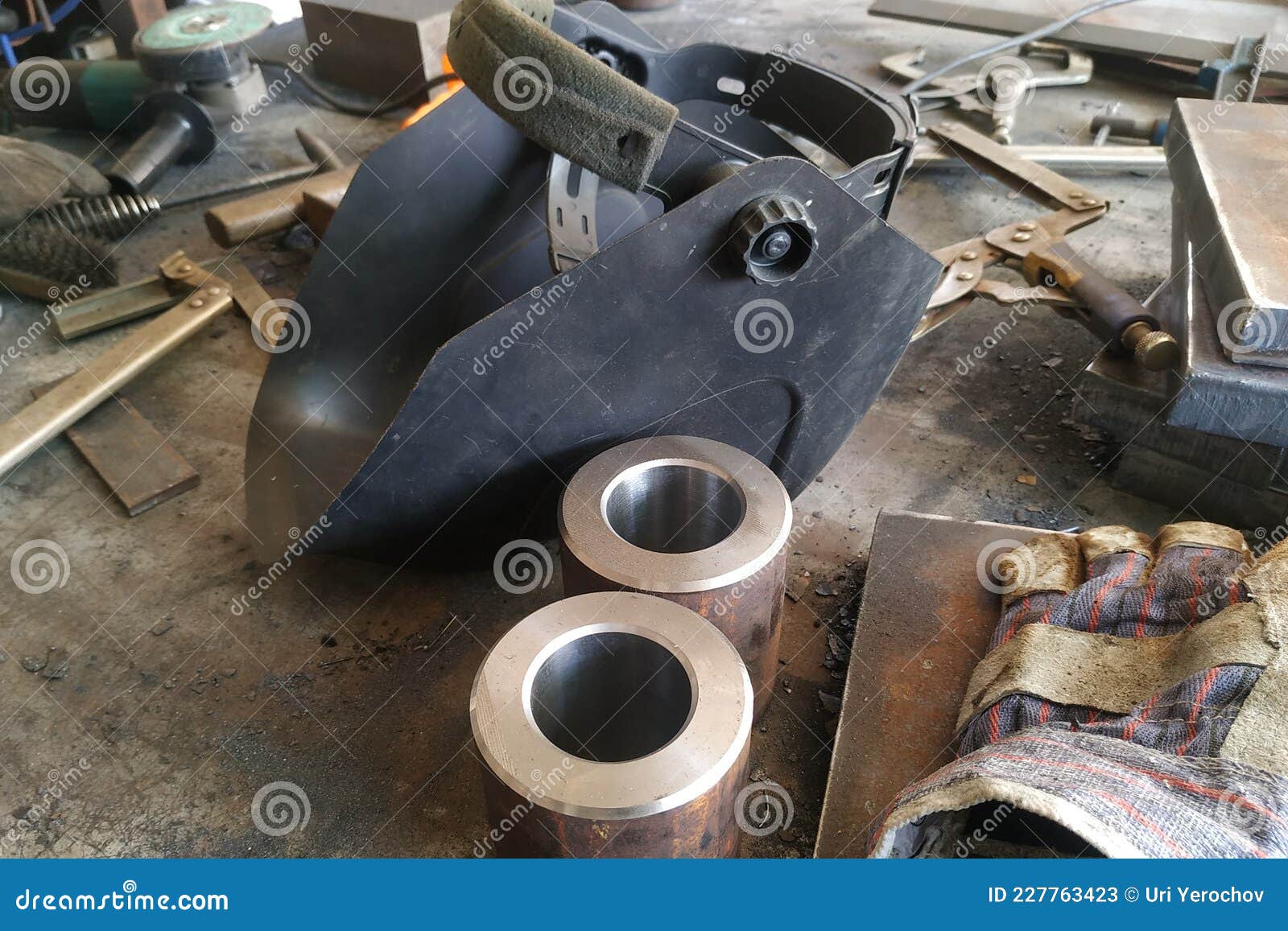 The Workplace of a Locksmith Welder with Different Tools Stock Image ...
