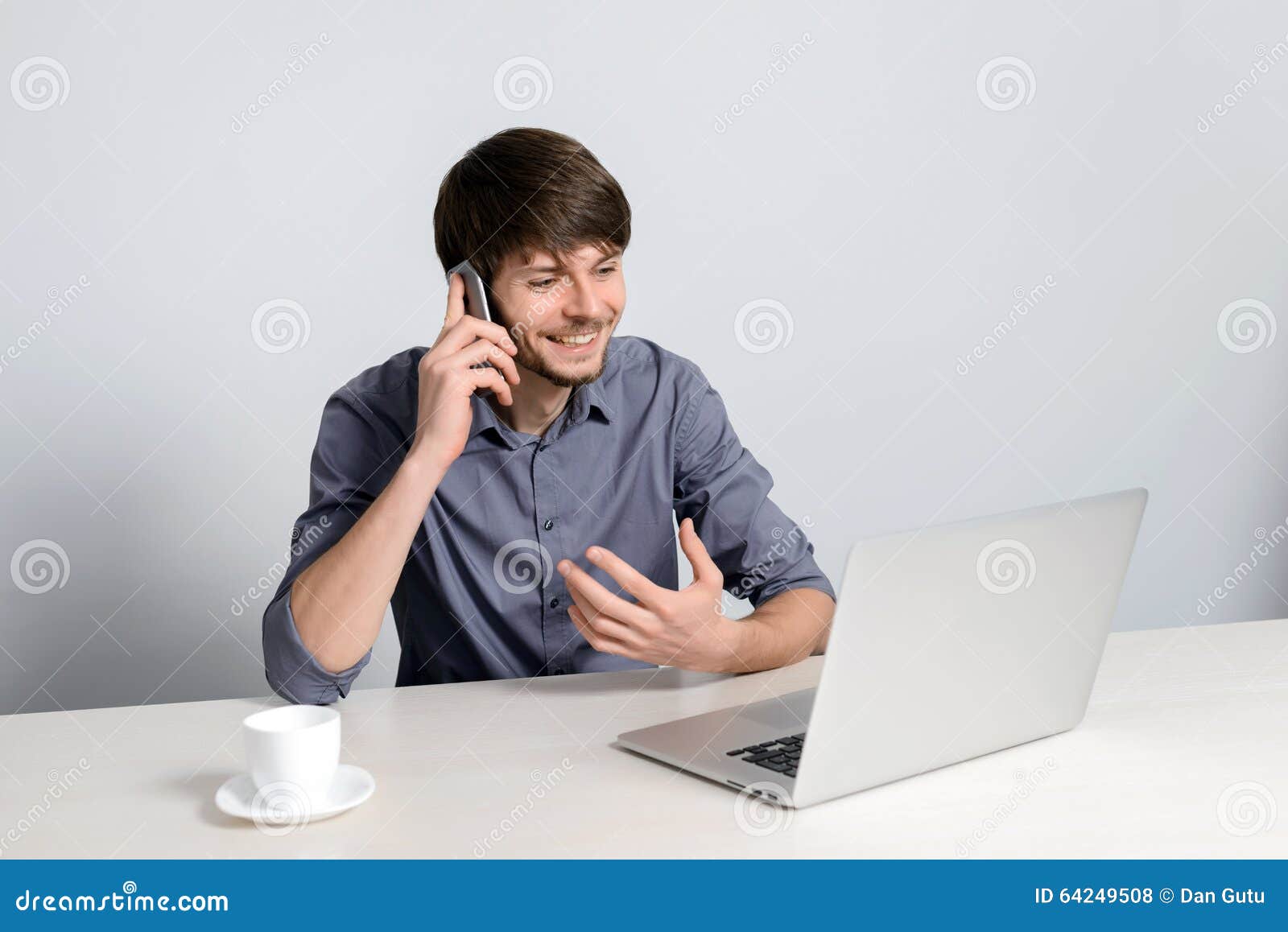 Workplace Man with Notebook Stock Photo - Image of occupation, mobile ...