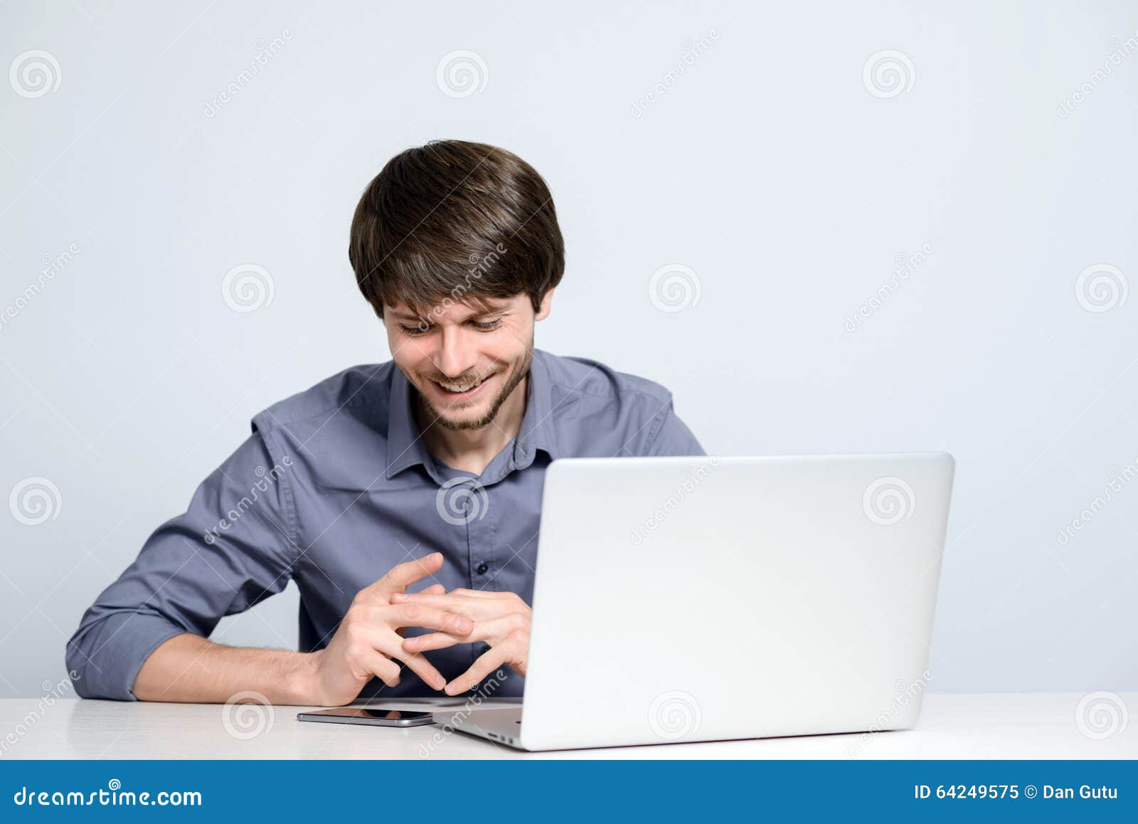 Workplace Man with Notebook Stock Image - Image of figure, laptop: 64249575