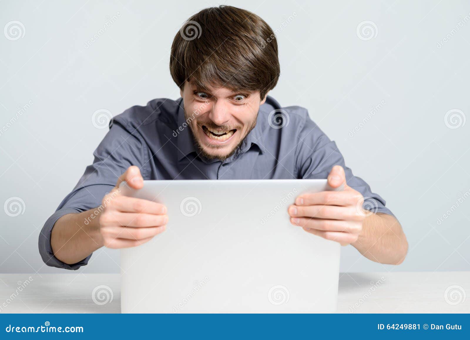 Workplace Man with Notebook Stock Image - Image of computer ...