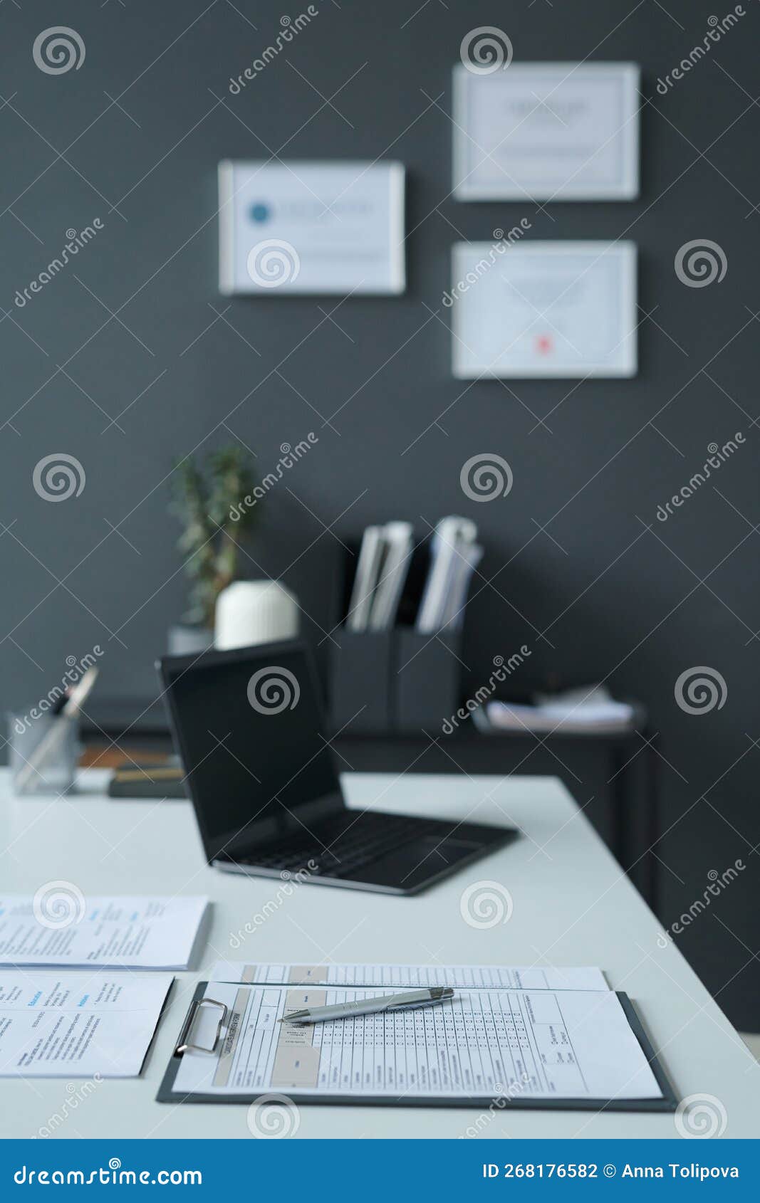 Workplace of Manager with Resumes Stock Photo - Image of business ...