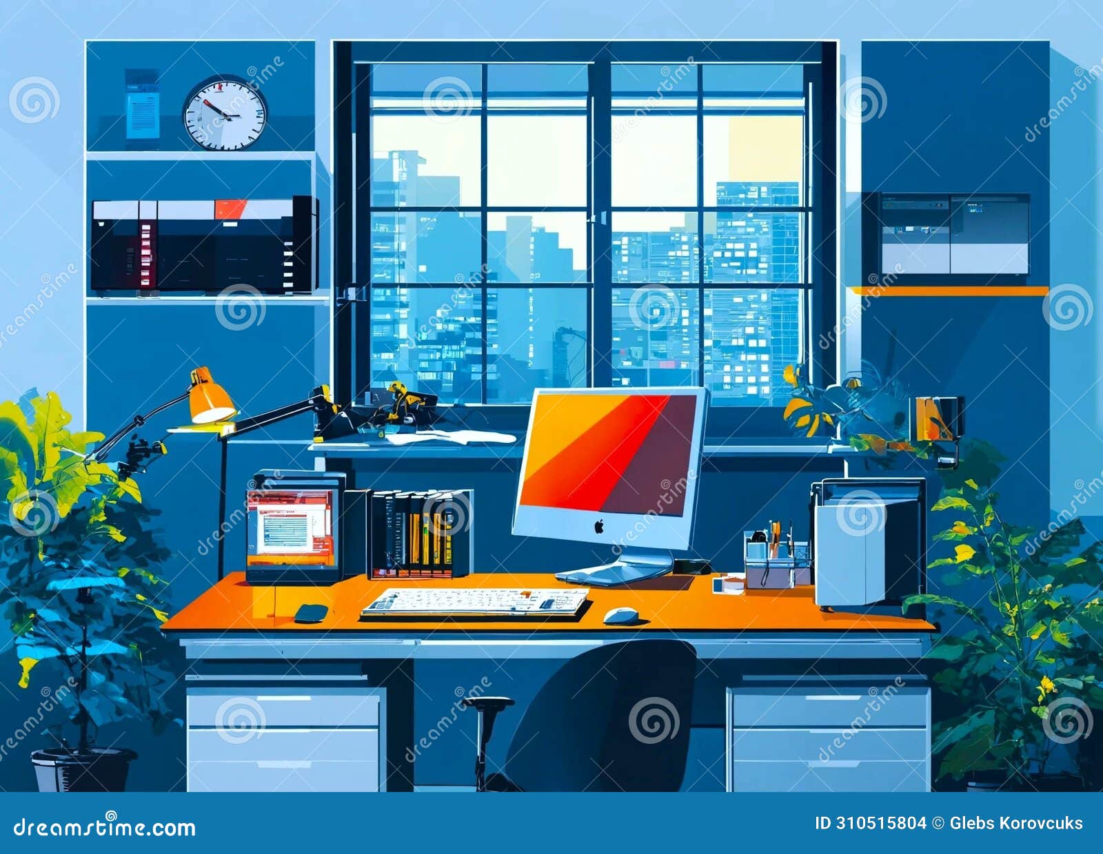 Workplace in a Modern and Equipped Software Laboratory. Stock ...