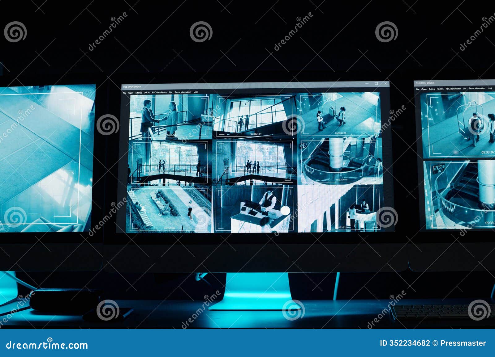 Workplace of Modern Security Guards Stock Photo - Image of ...
