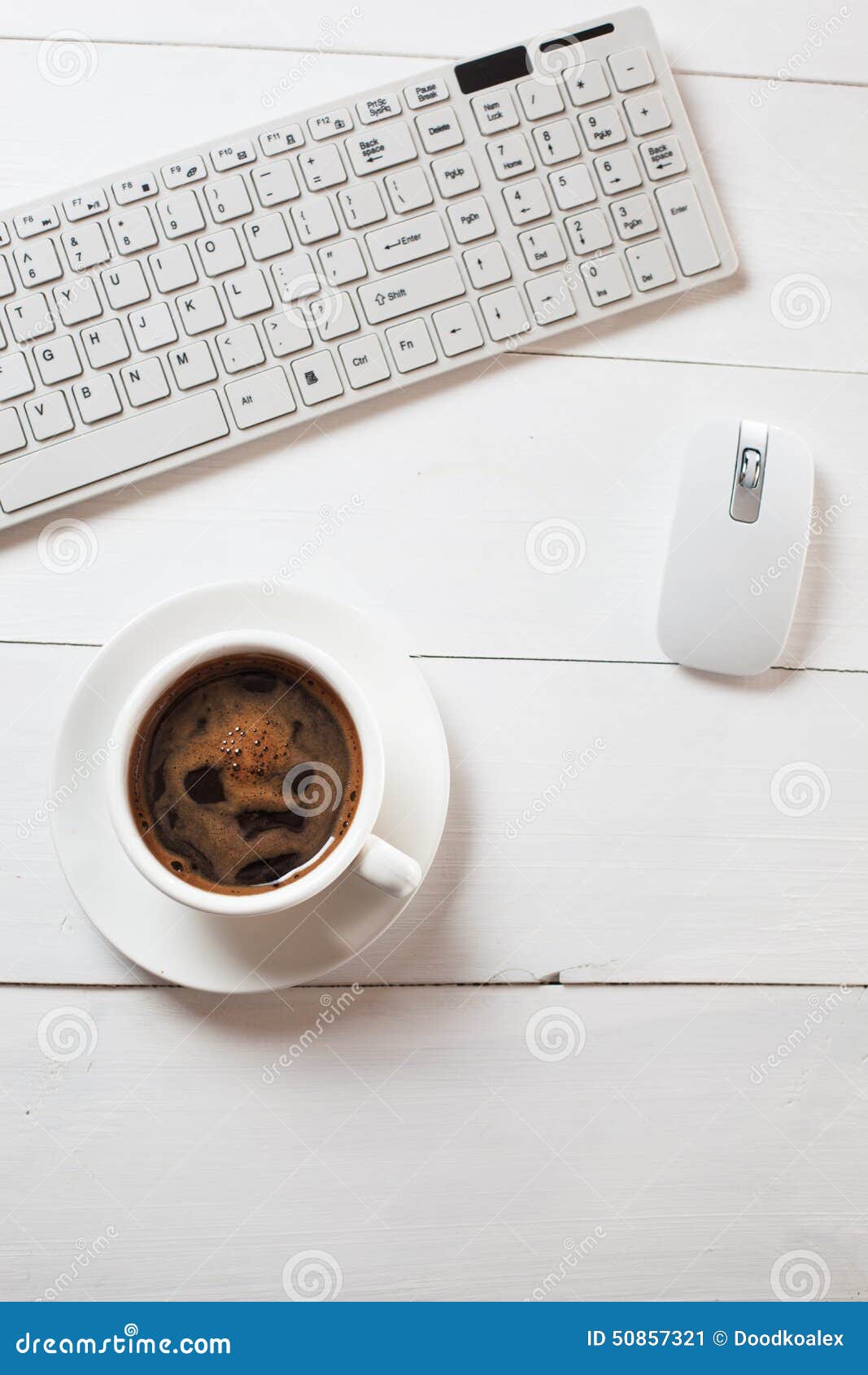 Workplace with Mouse, Coffee and Keyboard Stock Image - Image of ...