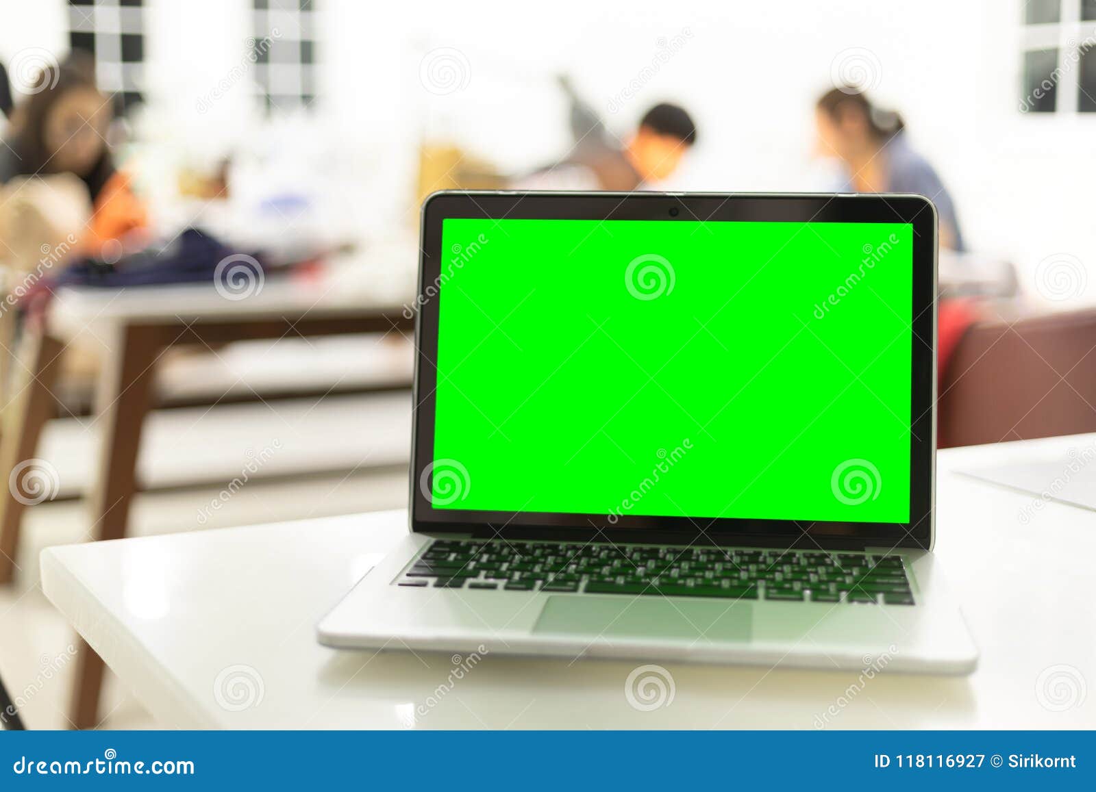 Workplace with Notebook Laptop Comfortable Work Table in Office Stock ...