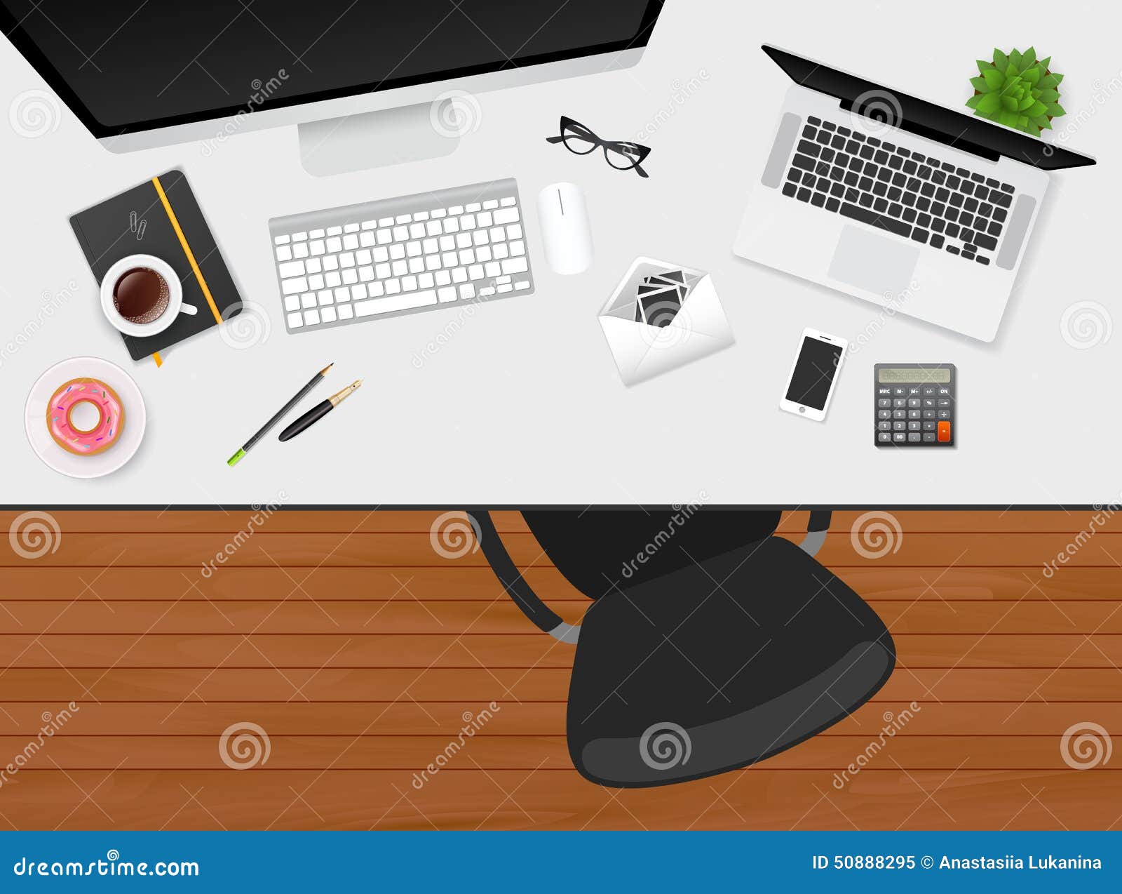 Workplace with objects stock vector. Illustration of business - 50888295