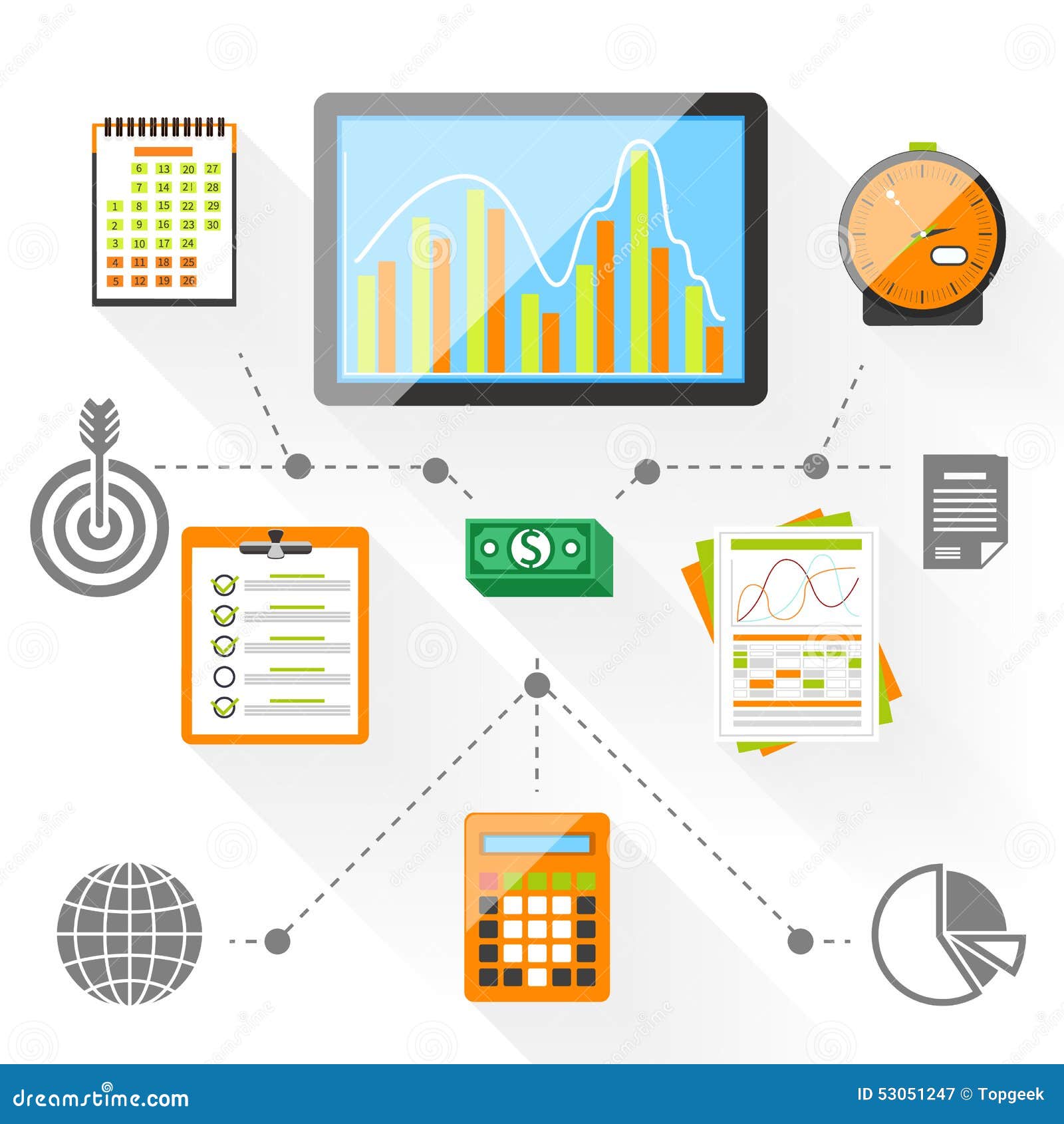 Workplace Office and Business Work Elements Set Stock Vector ...