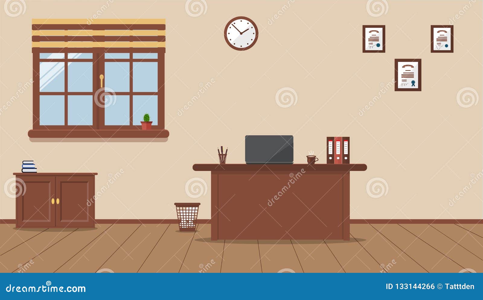Workplace in the Office on a Cream Background Stock Vector ...