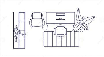 Workplace, Office Interior Design, Top View. Overhead Layout, Floor ...