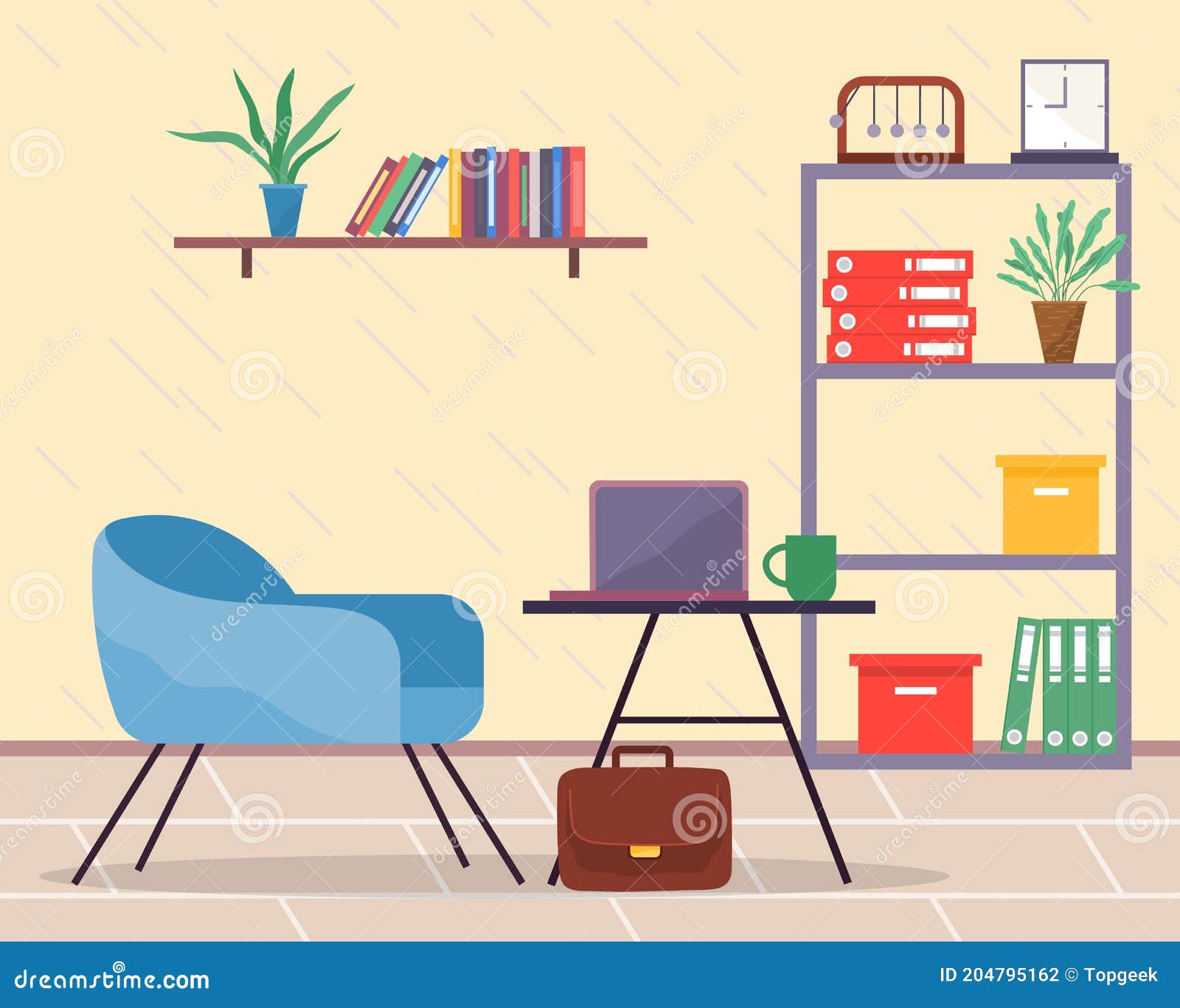 Workplace in Office, Interior with Laptop at Table, Cup and Comfortable ...