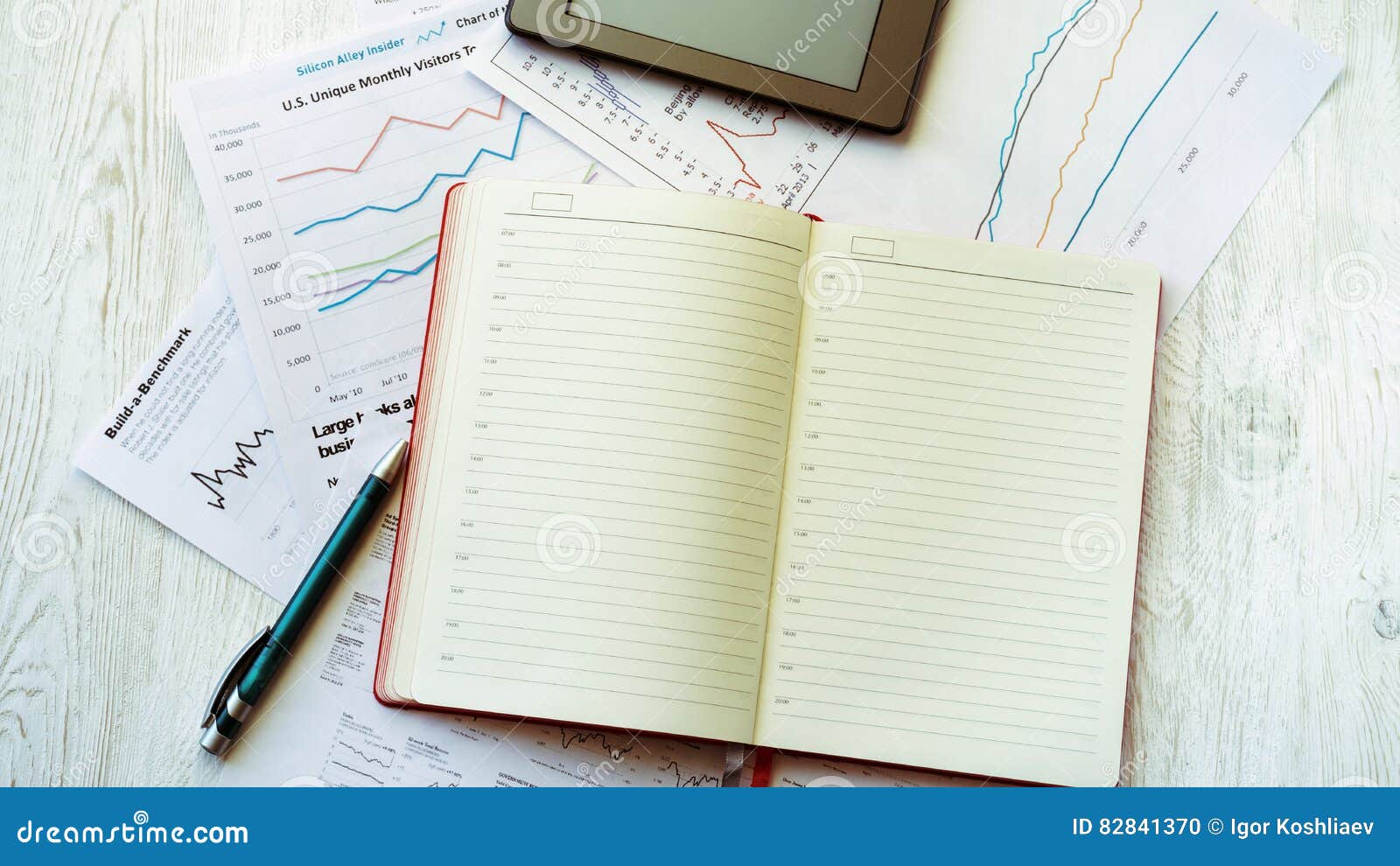 Workplace in Office, Notebook with Space for Text Stock Photo - Image ...