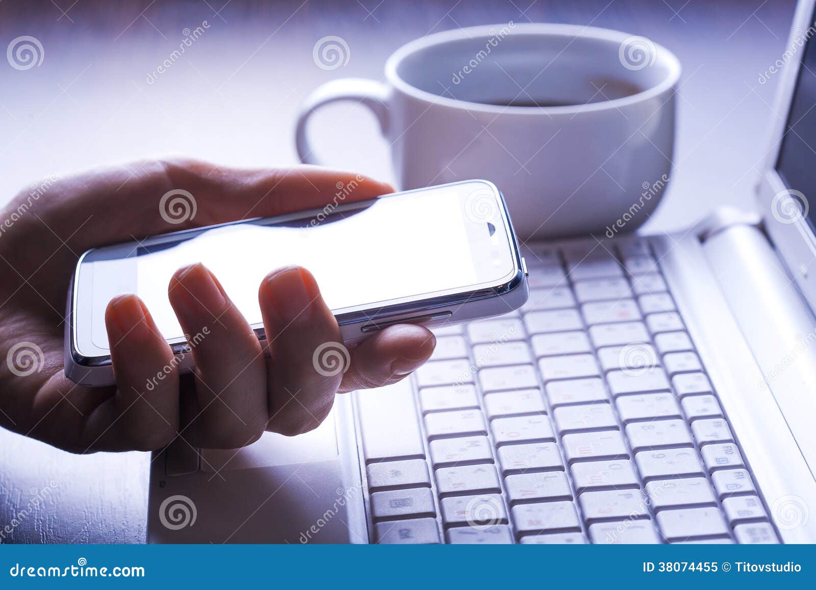 Workplace in the Office. Smartphone in the Hand Stock Image - Image of ...