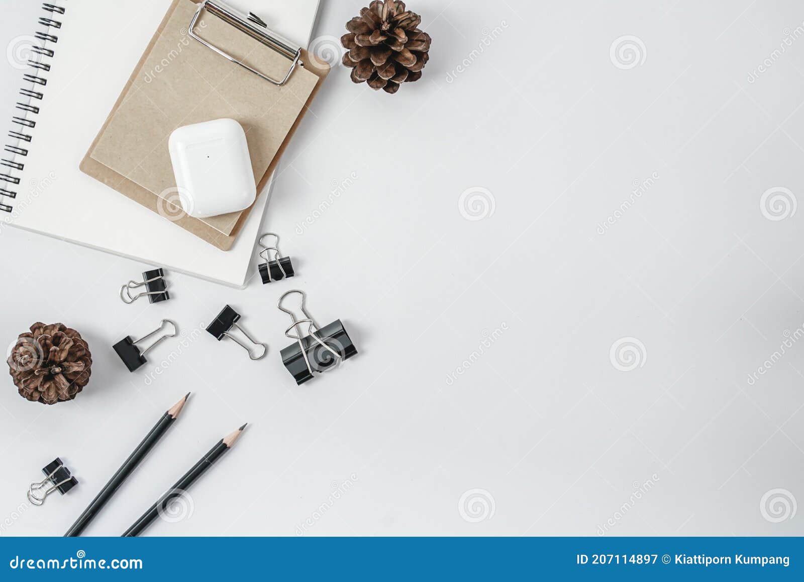 Workplace in Office with White Desk. Top View from Above of Keyboard ...