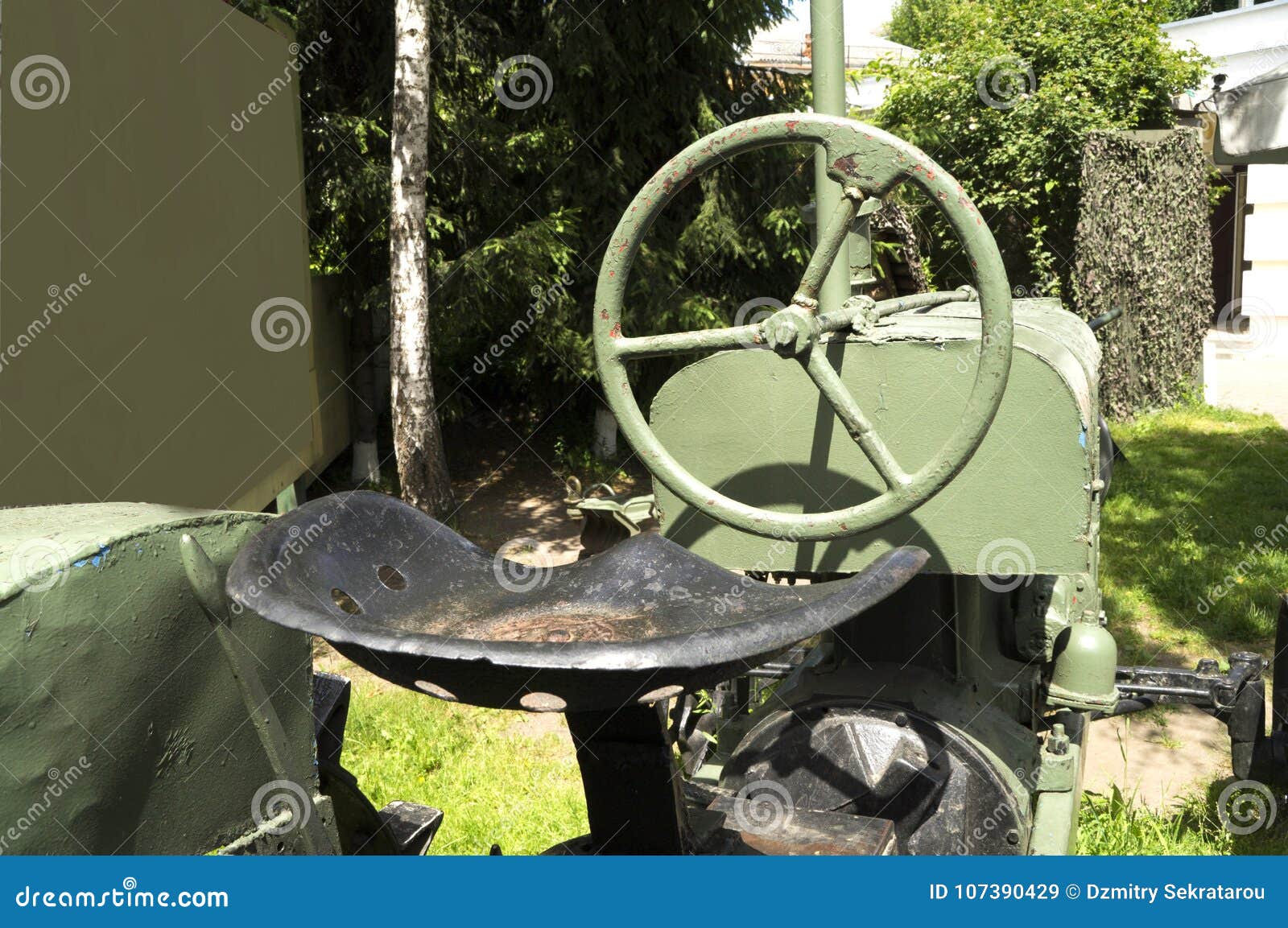 Workplace of an Old Wheeled Tractor Stock Image - Image of museum ...