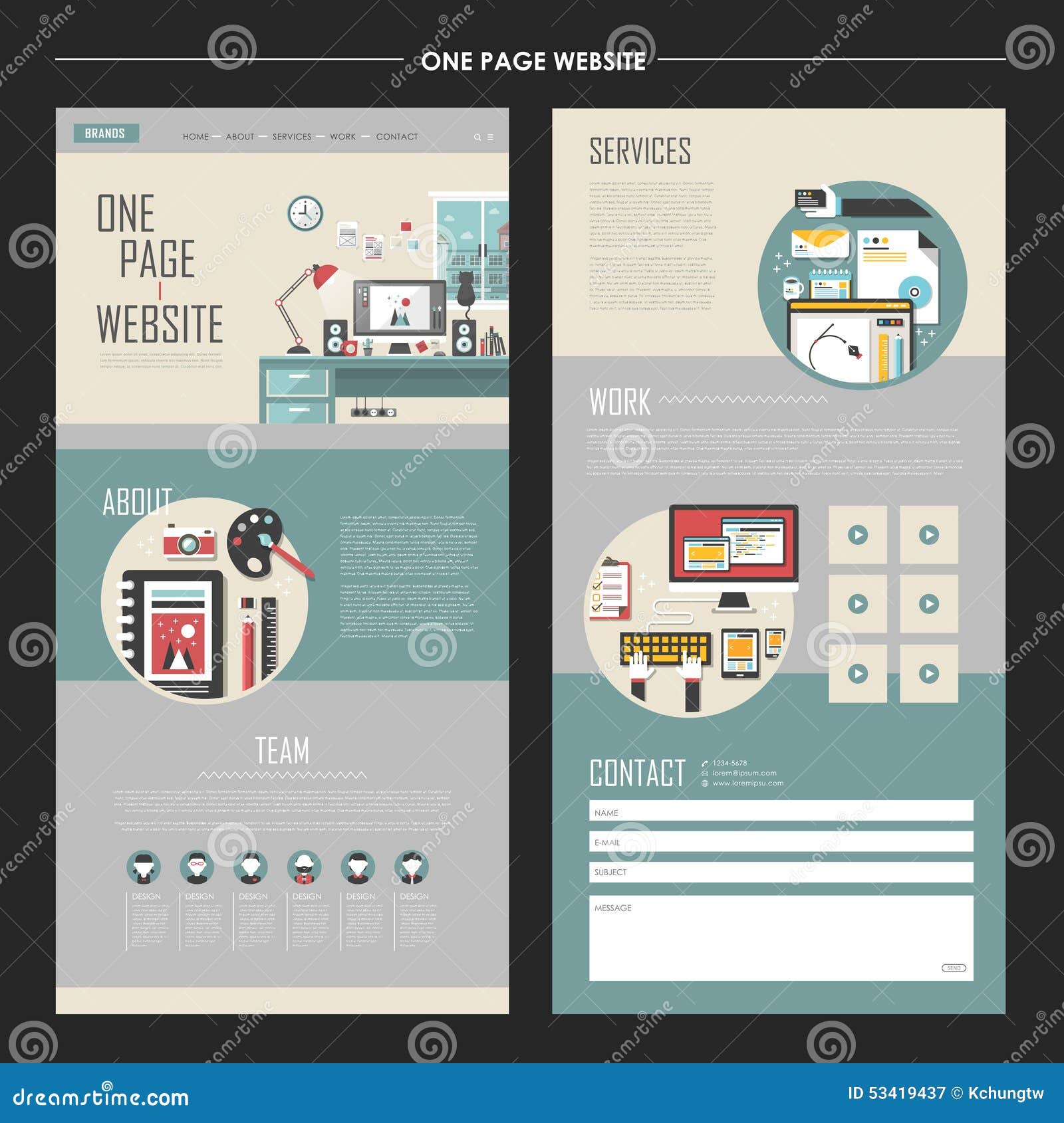 Workplace One Page Website Template Design Stock Vector - Illustration ...