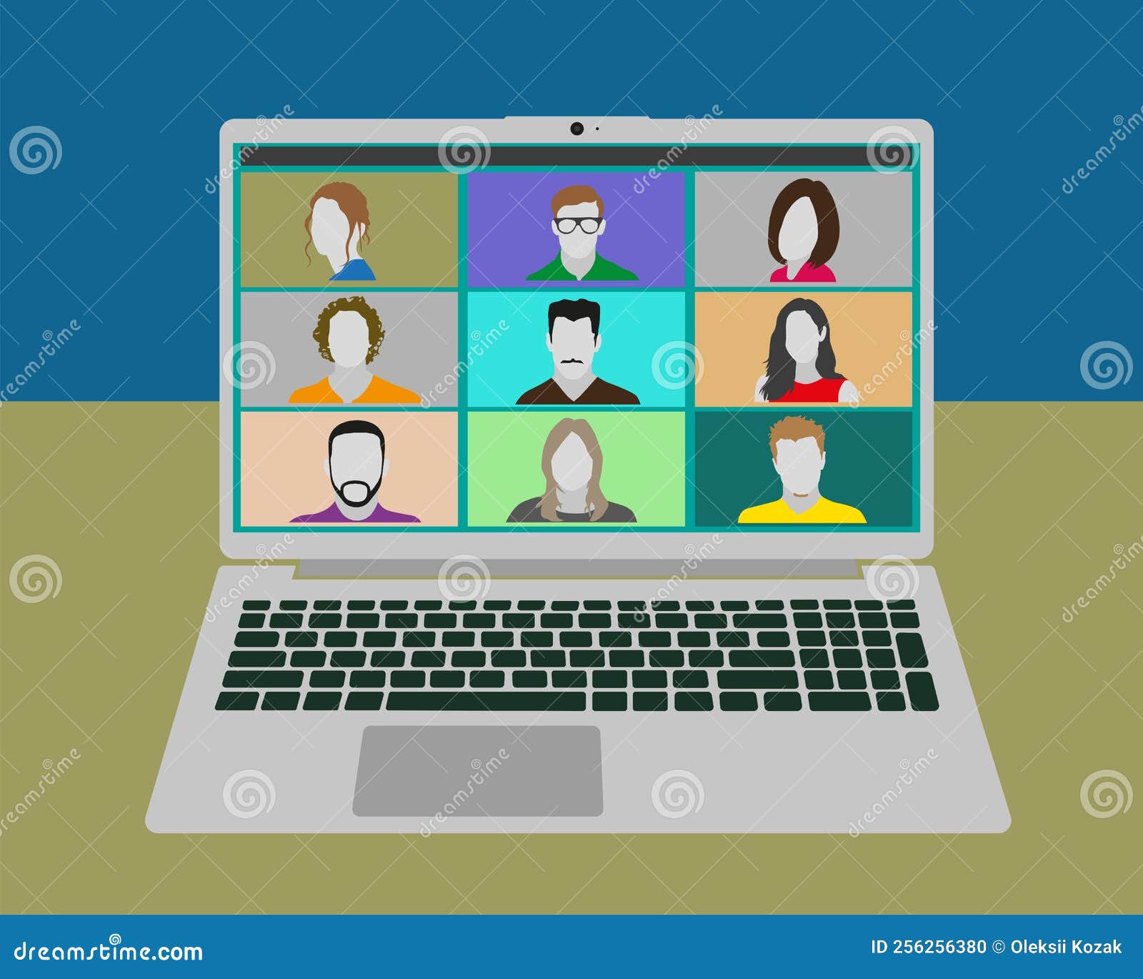 Workplace for Online Meetings Via Teleconference. Display a Web Video ...
