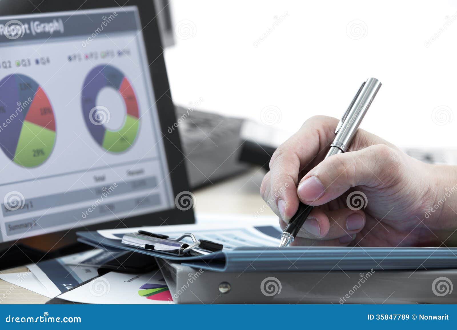 Workplace with Paper and Electronic Documents Stock Image - Image of ...