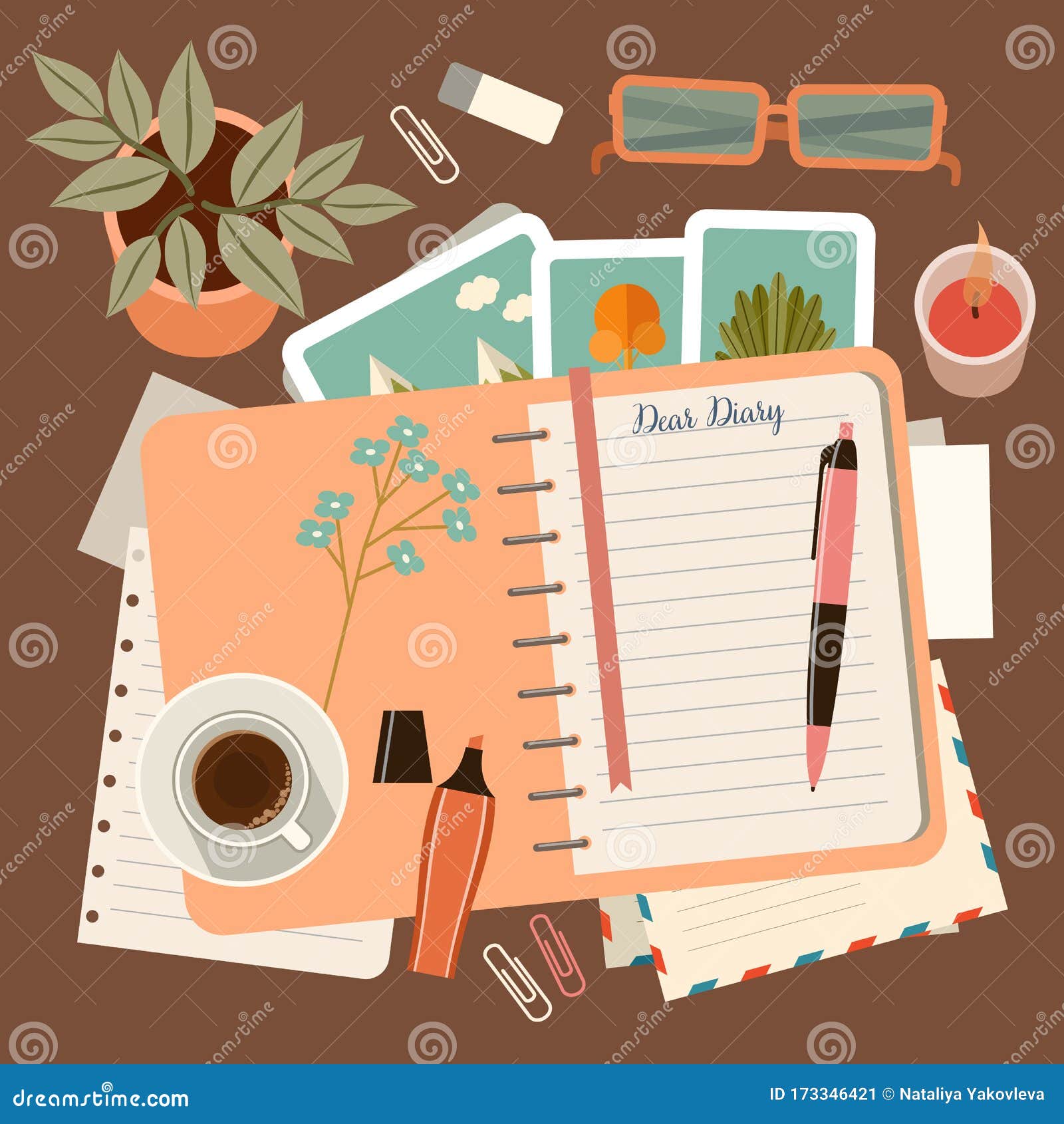 Workplace with a Personal Diary. Personal Planning and Organization ...