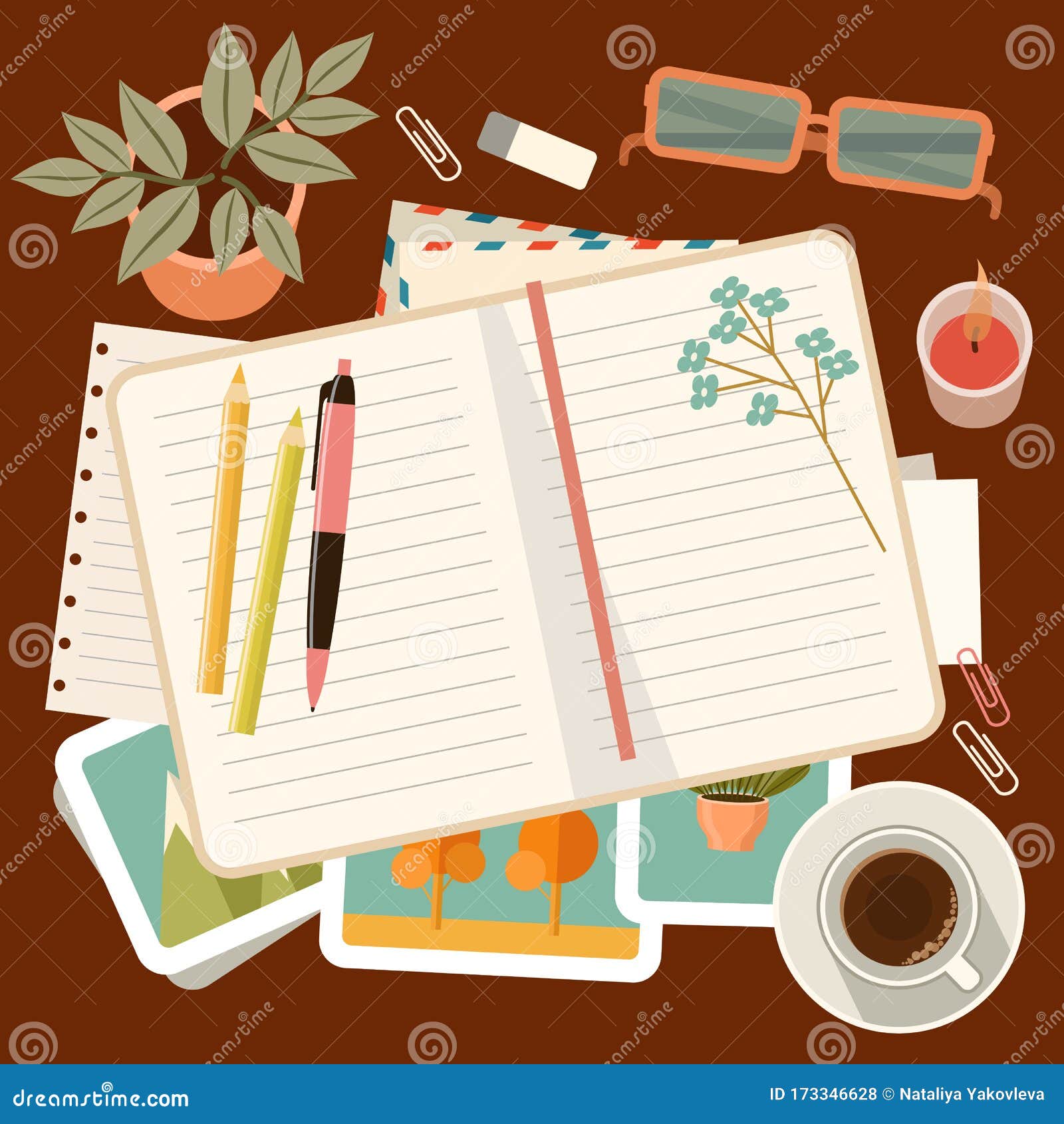 Workplace with a Personal Diary. Personal Planning and Organization ...