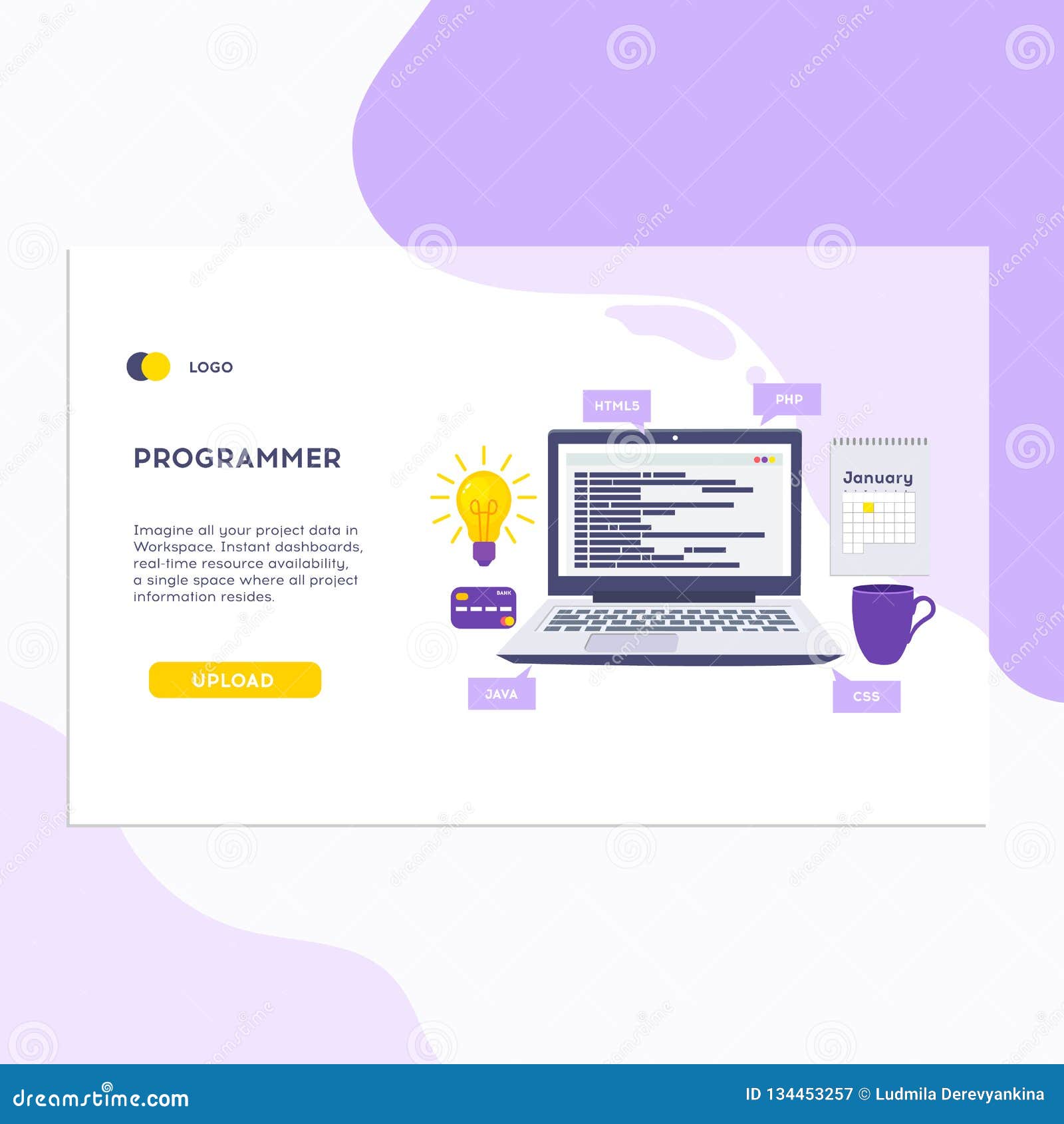 Workplace Of Programmer Or Coder Vector Illustration Programmer Coding A New Project Using