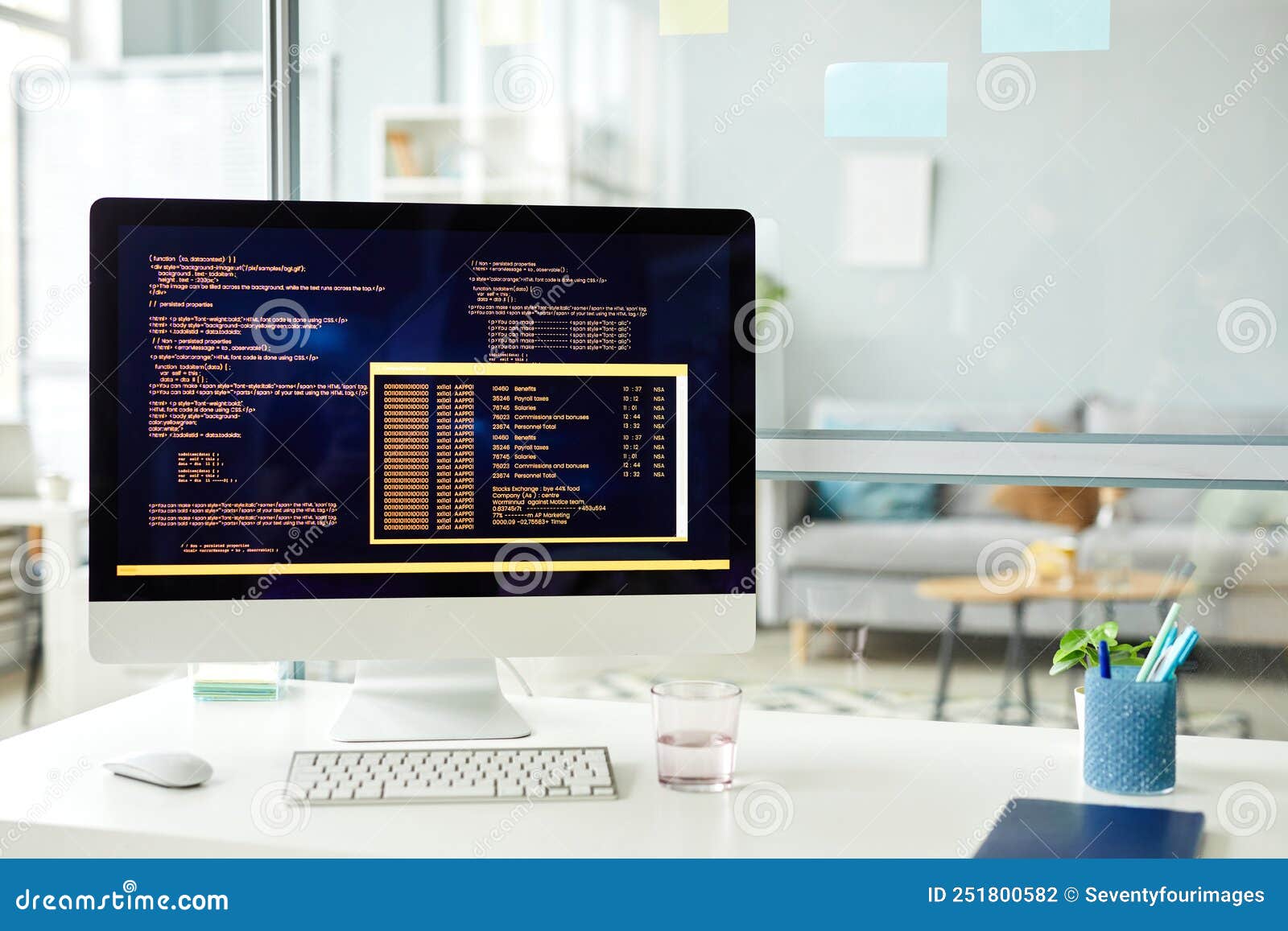 Workplace of Programmer with Computer at Office Stock Photo - Image of metaverse, monitor: 251800582