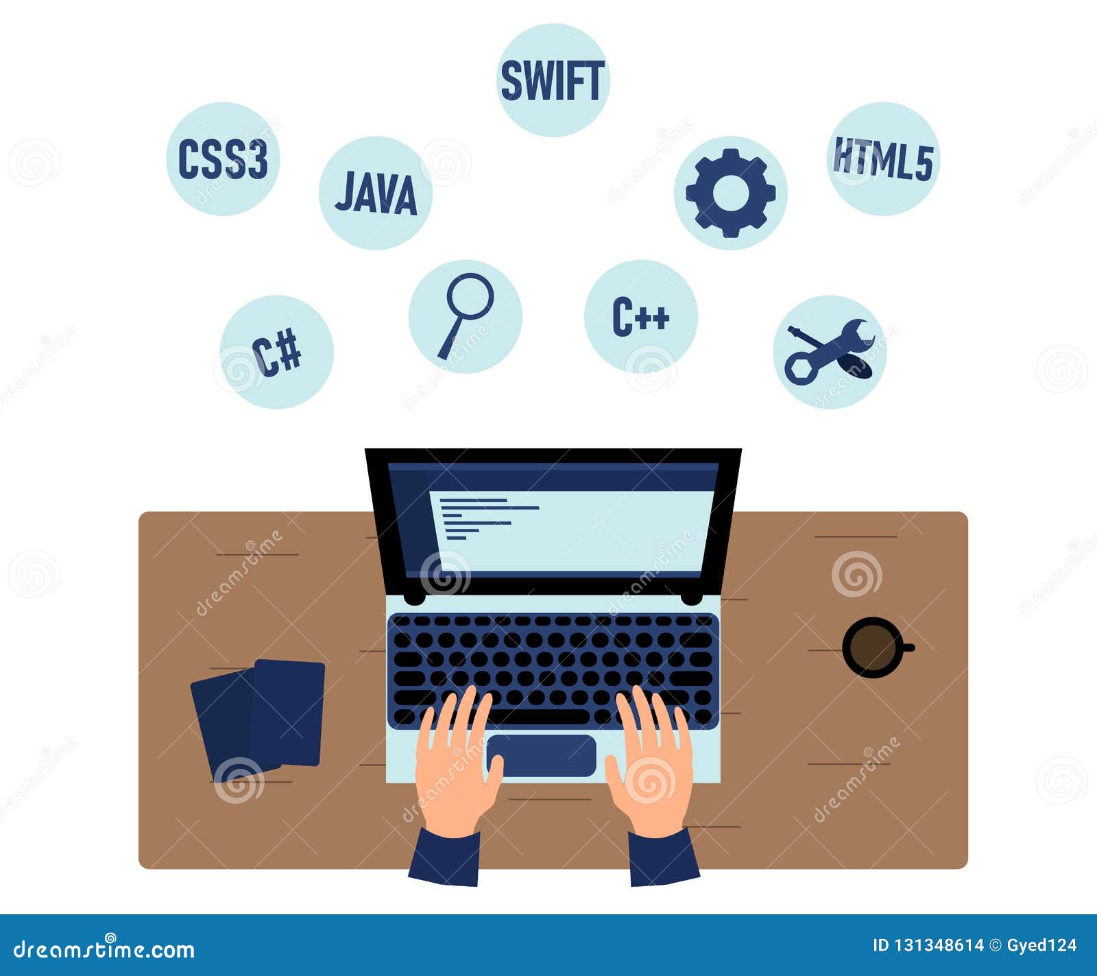 Workplace of Programmer. Vector Illustration Stock Vector ...